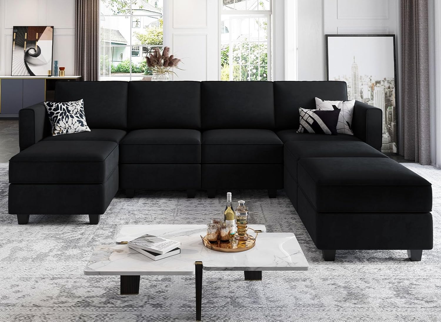 Amazon.com: Belffin Modular Sectional Sofa U Shaped Sectional Couch ...