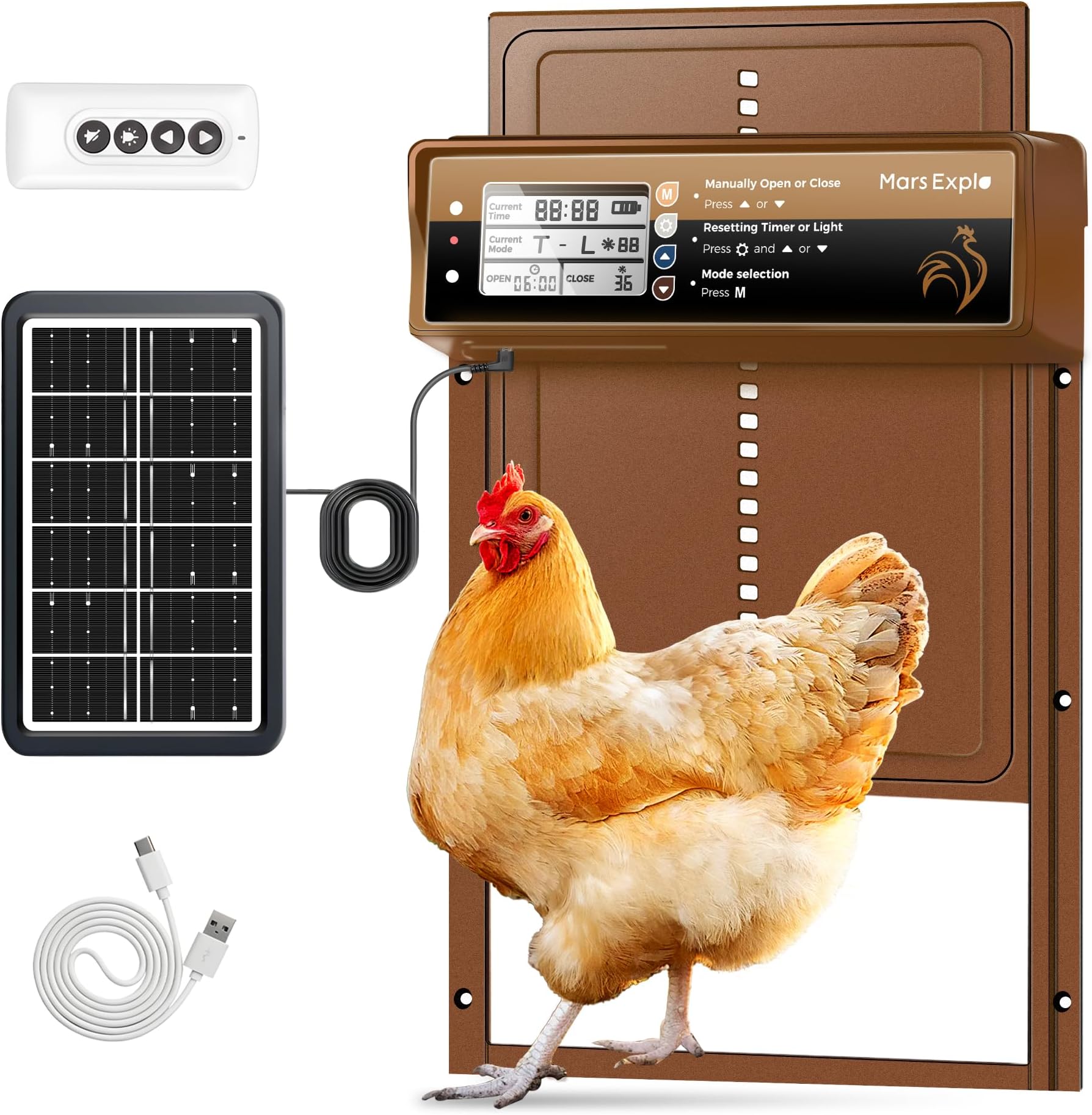 Amazon.com: Mars Explo Solar Powered Automatic Chicken Coop Door, LCD ...