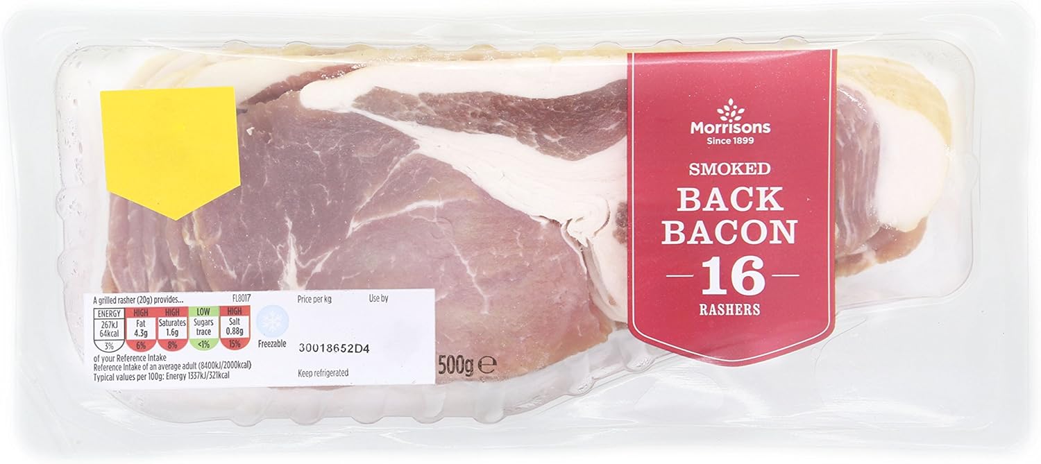 Morrisons Smoked Back Bacon, 500g : Amazon.co.uk: Grocery