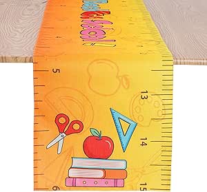 Amazon.com: YKYUASD Back to School Table Runner Ruler Table Cloth First ...