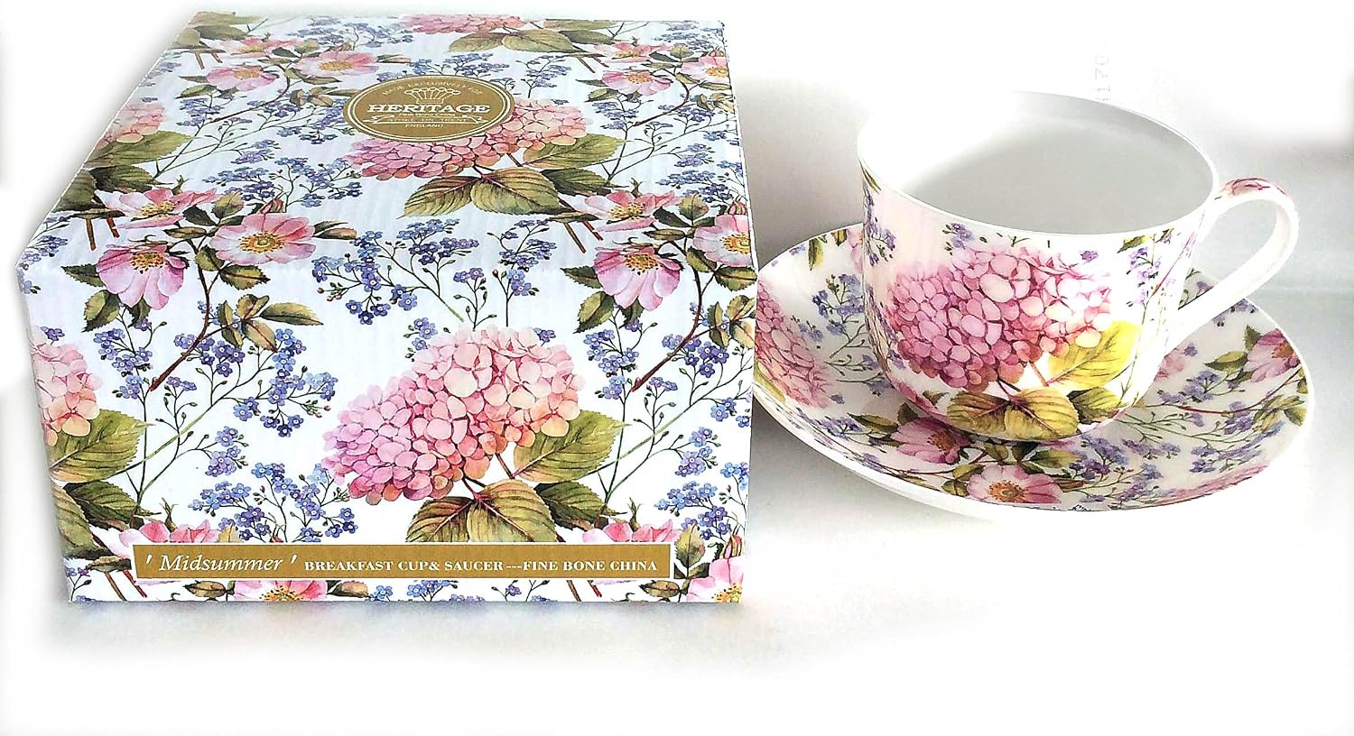 heritage Breakfast Cup and Saucer Set, Midsummer Collection : Amazon.co ...