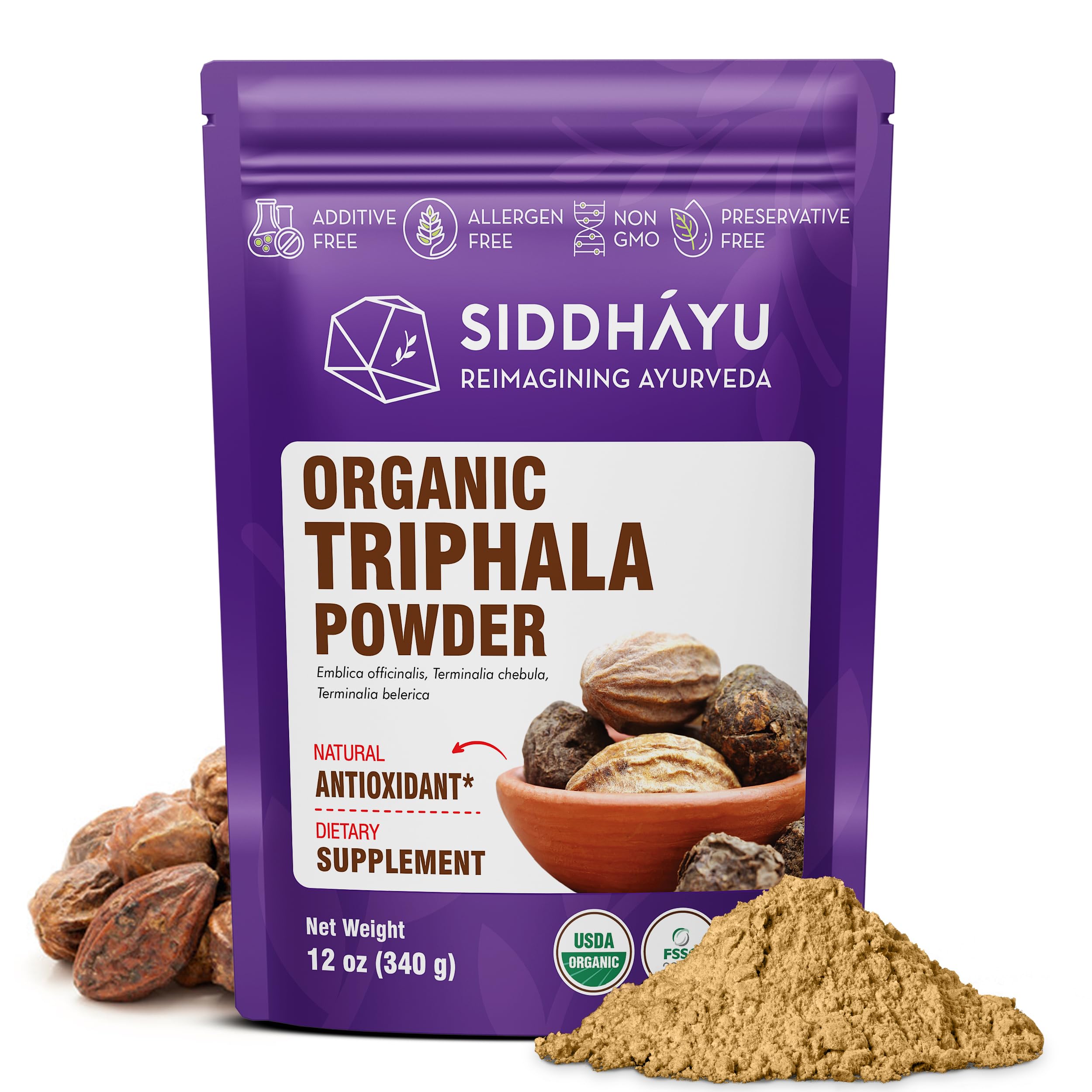 Amazon.com: SIDDHAYU Organic Triphala Powder - 12 oz (Pack of 1 ...