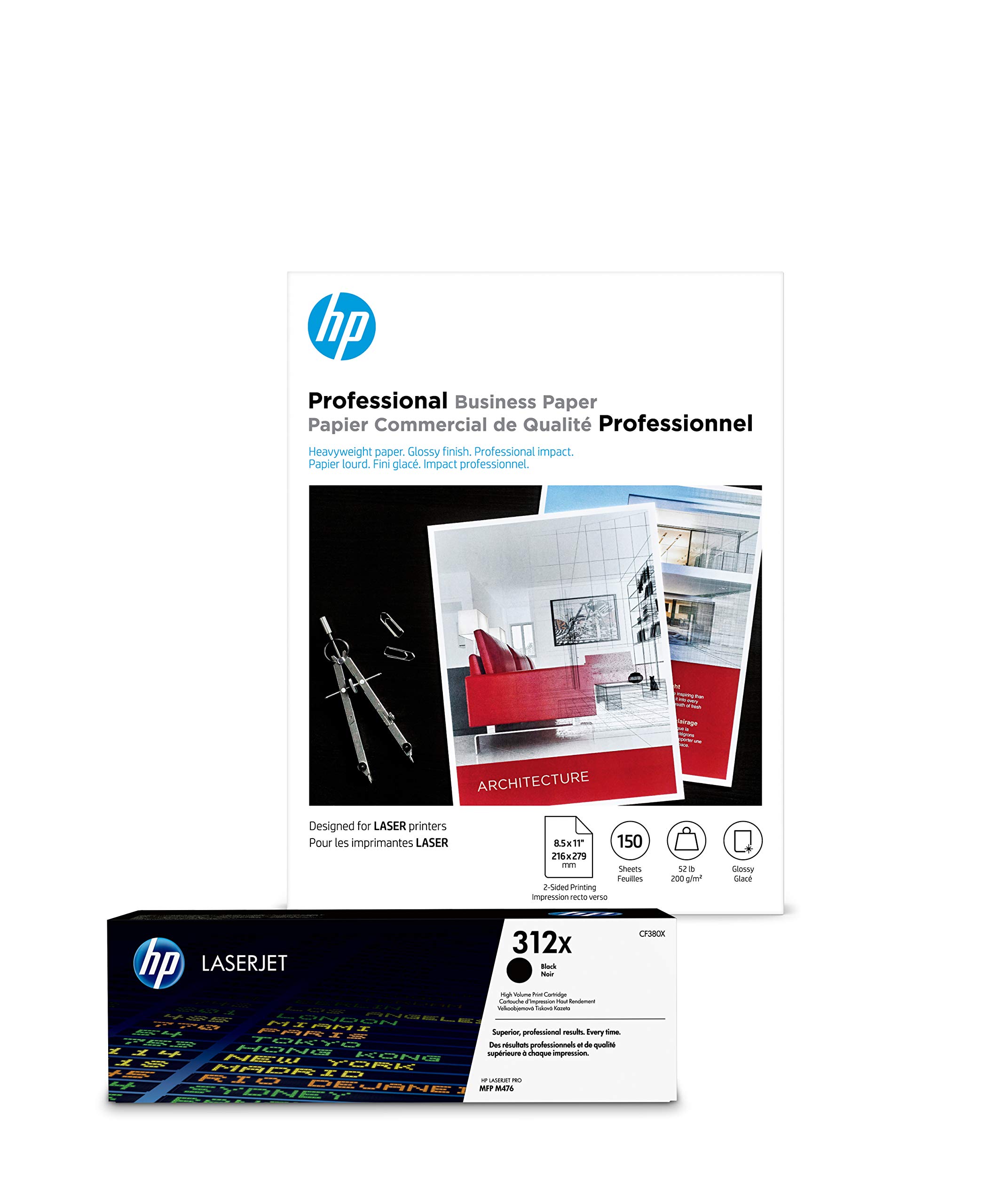 Amazon.com: HP 312X Black High Yield Toner + HP Brochure Paper, Glossy ...