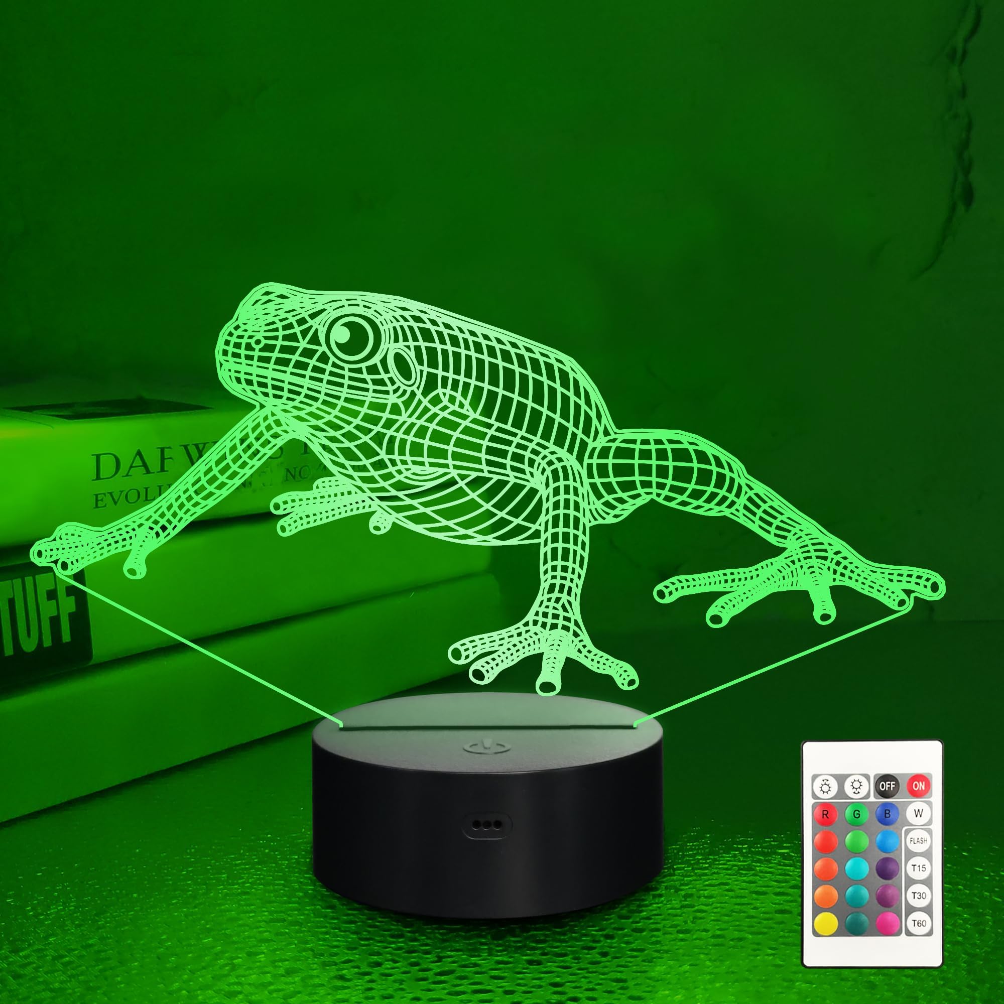 Lampeez Frog 3D Night Light Kids Optical Illusion Lamp with 16 Colors ...