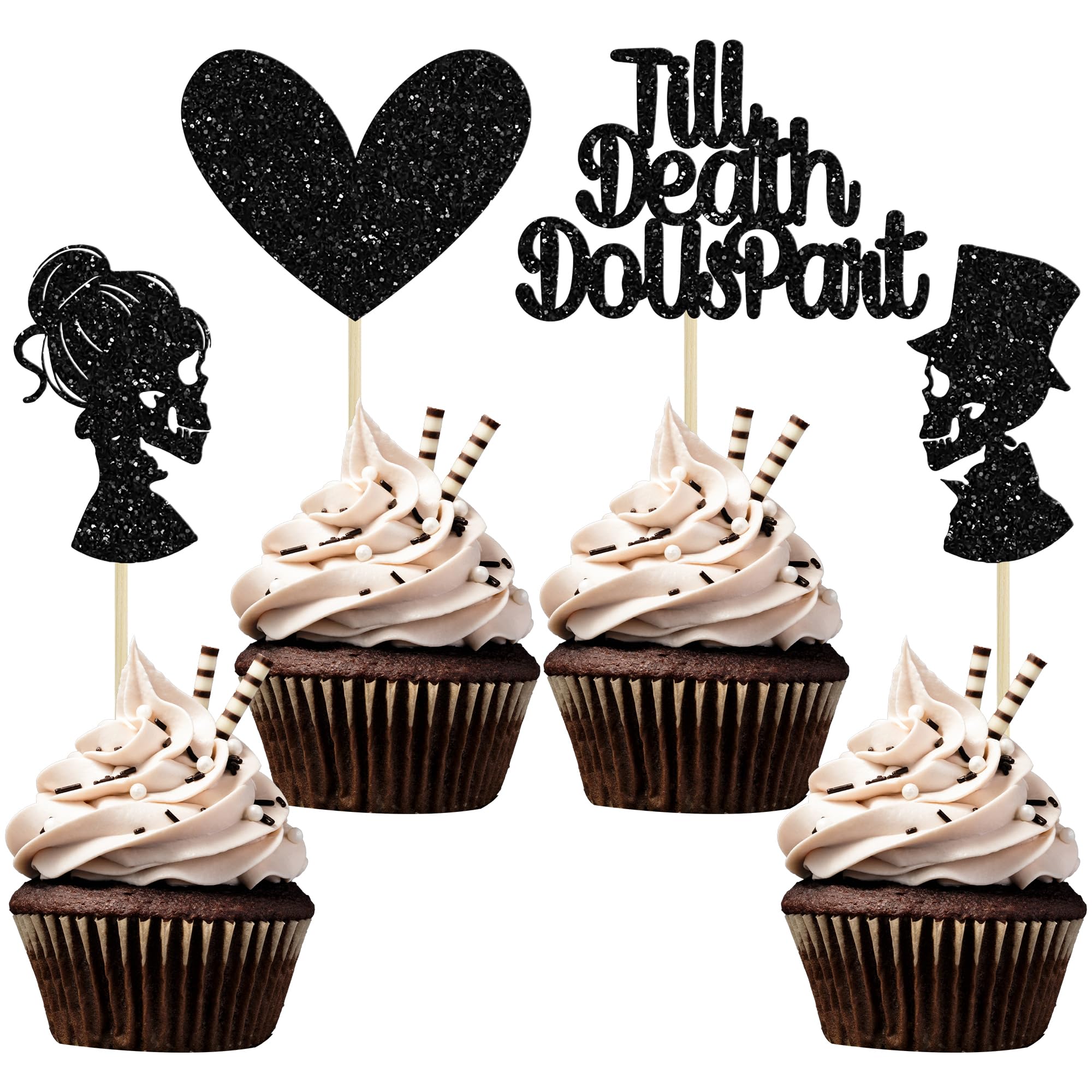 Amazon.com: Gyufise 24Pcs Happy Galentine's Day Cupcake Toppers Black ...