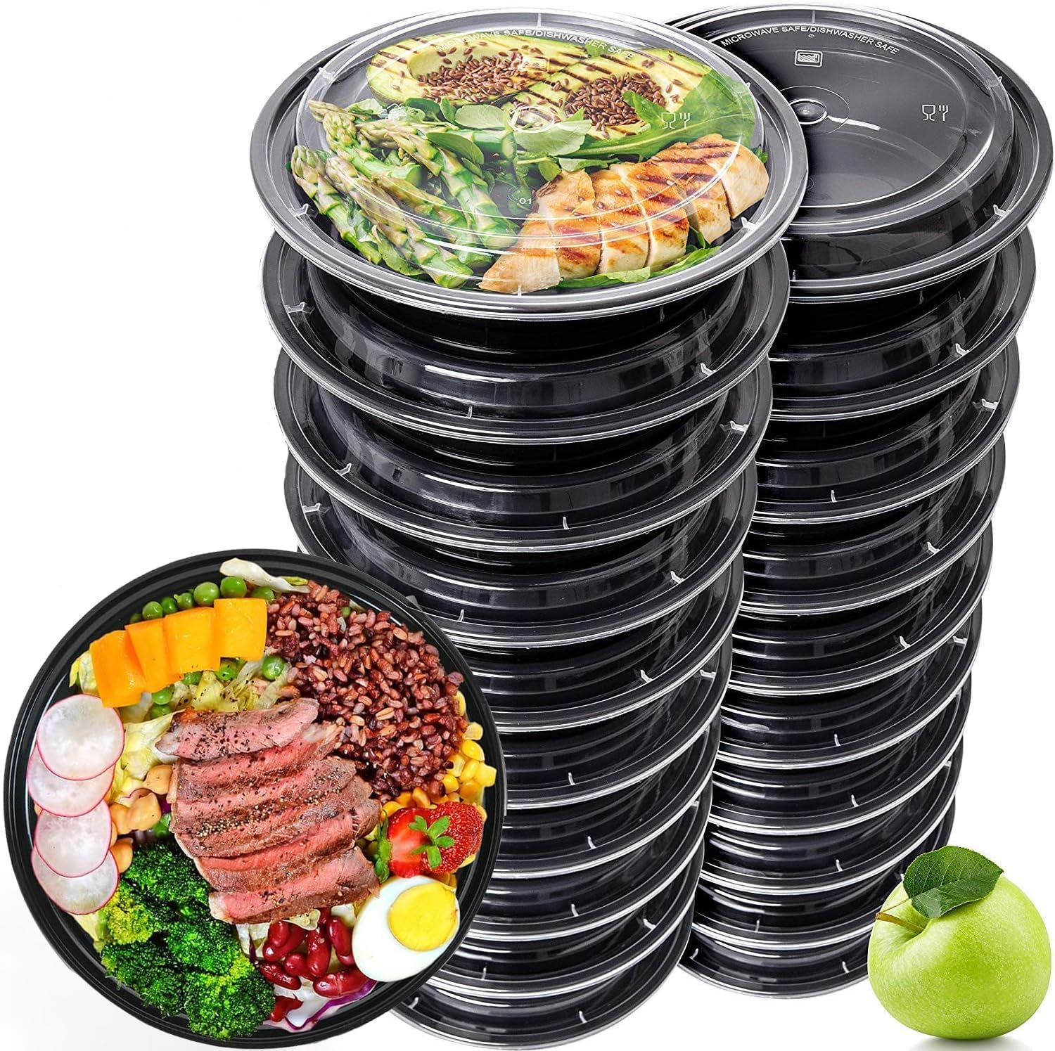 CHEF ROYALE [12 Pack x 58oz Large Rectangular Black Base Meal Prep ...