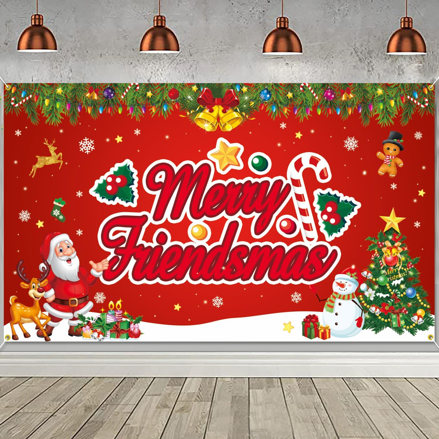 Amazon.com : PTFNY Merry Friendsmas Backdrop Banner Friendsmas Party ...