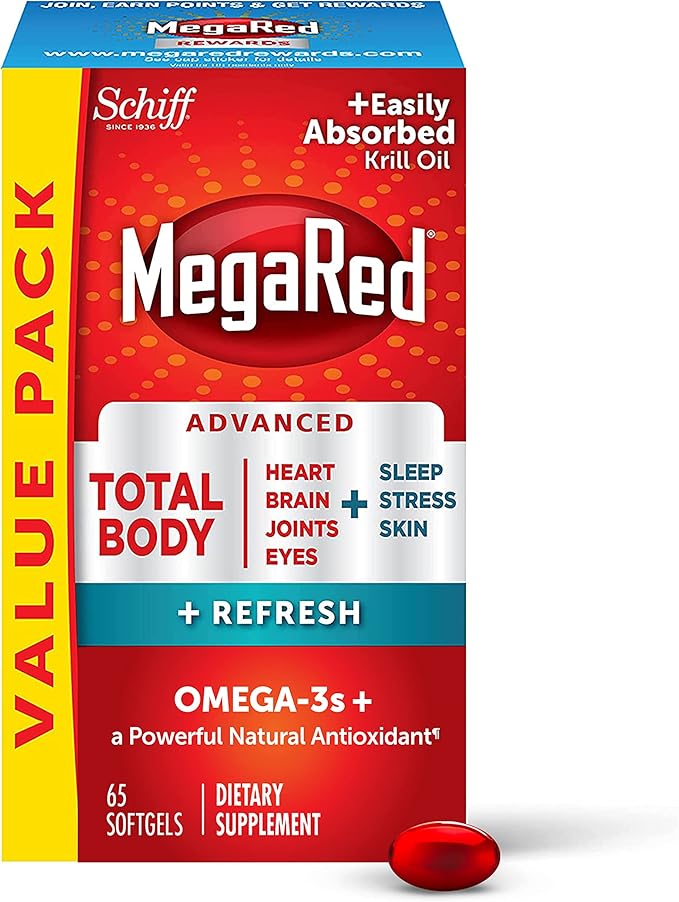 Amazon.com: MegaRed Omega-3 Blend Total Body + Refresh 500mg Softgels ...