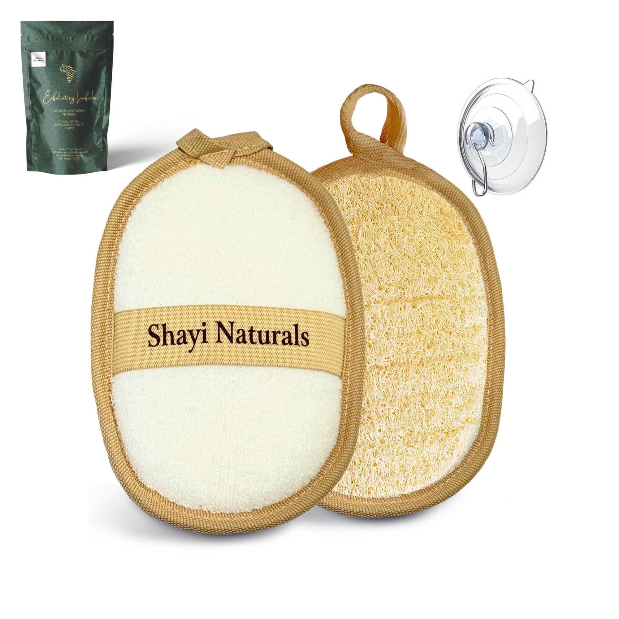 Amazon.com: Shayi Natural Loofah Exfoliating Body Scrubber (2 Pack ...