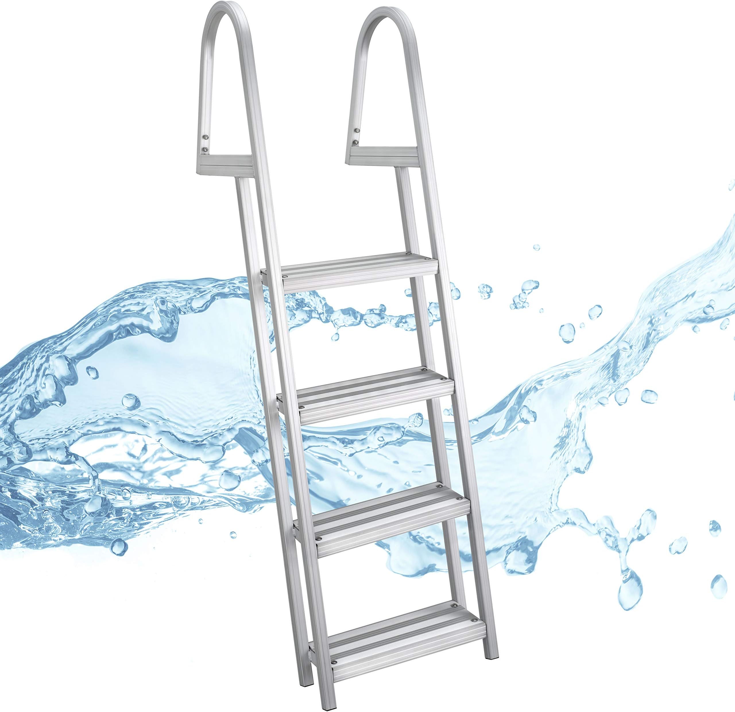Amazon.com: JIF Marine Aluminum Folding Pontoon Ladder – Compact Fold ...
