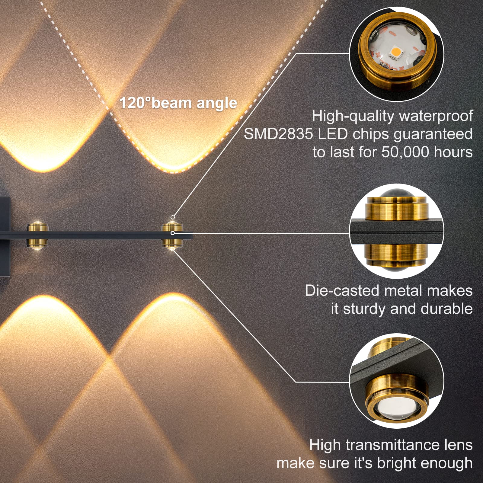 Up Down Wall Light, 4-Lights Indoor Modren Decorative Lighting Bathroom ...