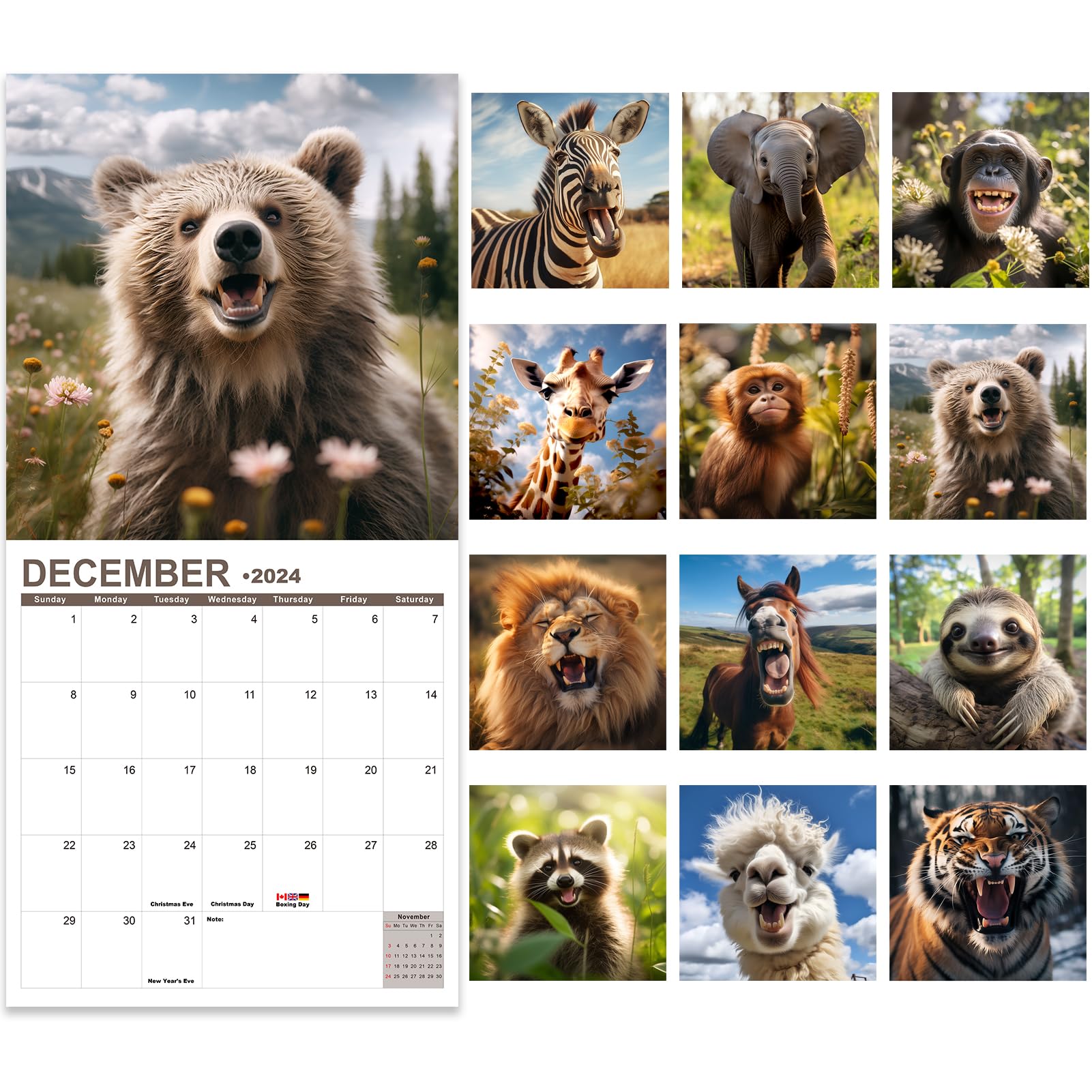 Snapklik.com : AECCN Wall Calendar 2025, 12 Animal Species, 14 Months ...