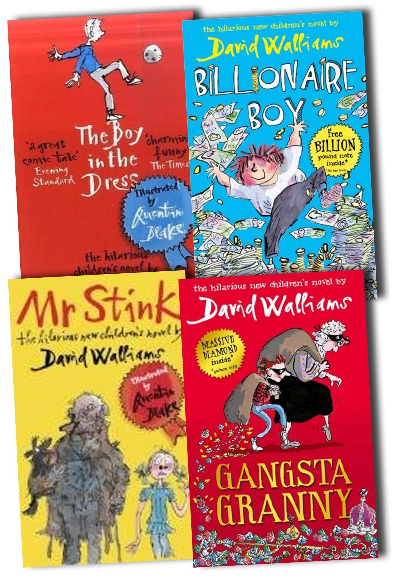 David Walliams 4 Books Collection Pack Set RRP: £44.58 (The Boy in the ...