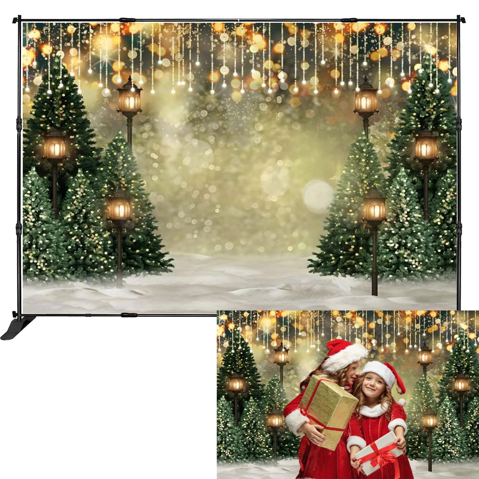 Amazon.com : Yeele 7x5ft Merry Christmas Backdrops Glitter Xmas Pine ...
