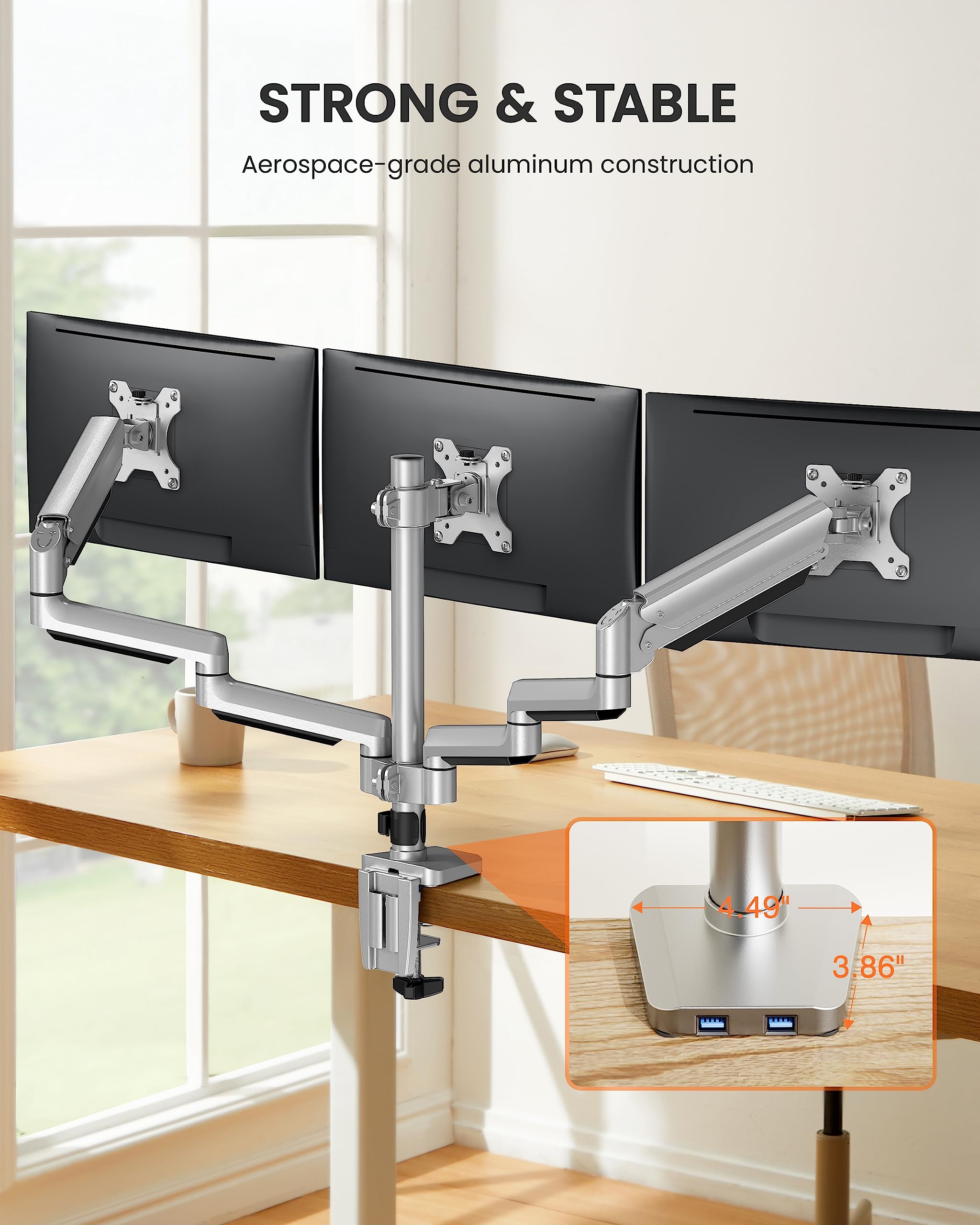 Snapklik.com : ErGear Triple Monitor Stand For Desk, 3 Monitor Mount
