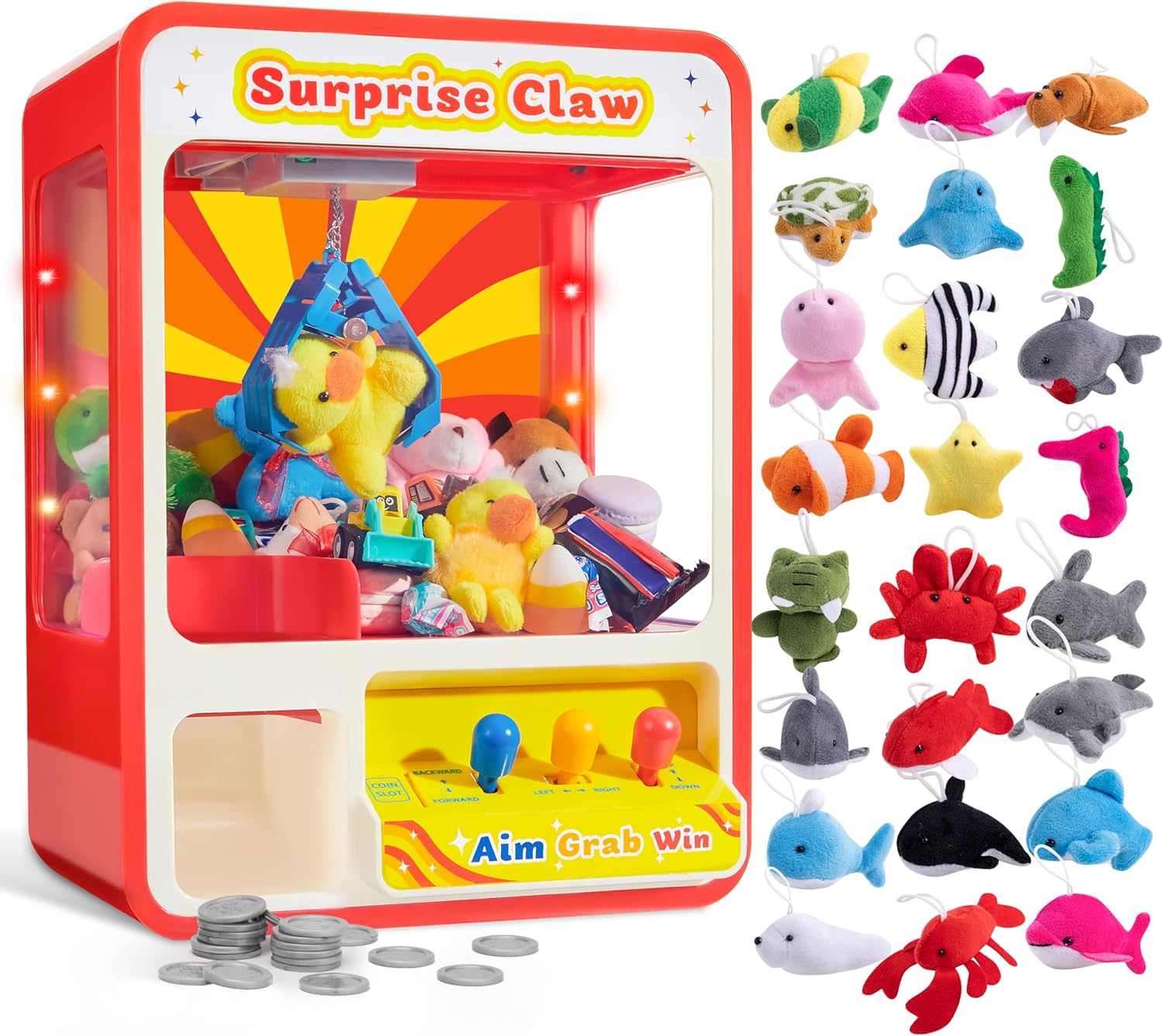 Amazon.com: JOYIN Claw Machine Arcade Toy with LED Light & Adjustable ...