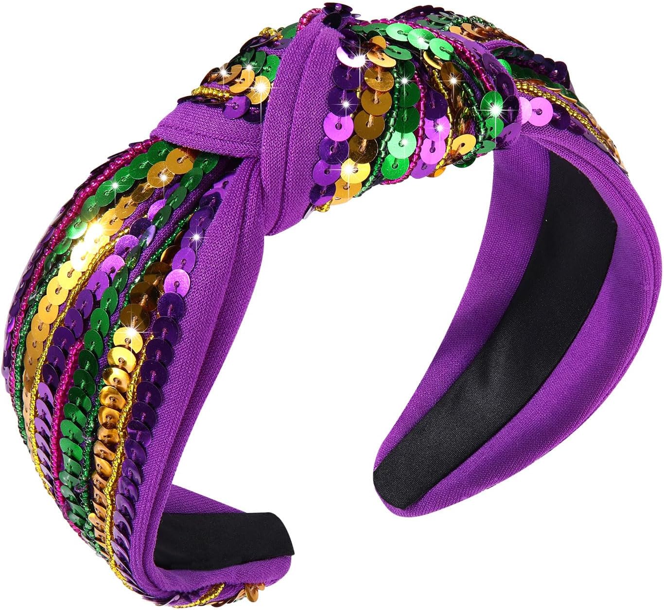 Amazon.com : Mardi Gras Headband Sparkle Purple Green Gold Sequins ...