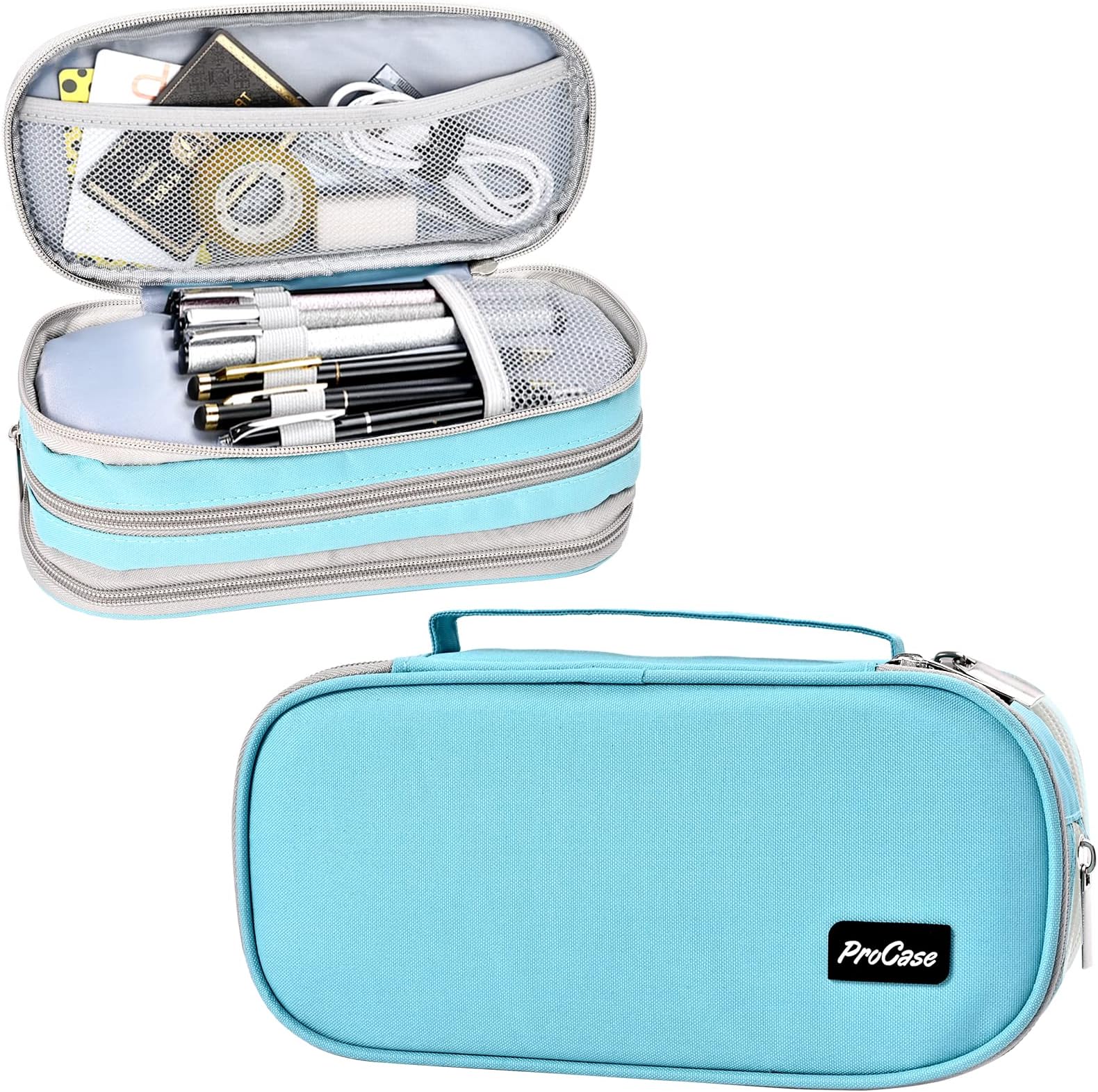 ProCase Pen Pencil Case, 2-Layer EVA Zipper Pencil Box Pouch Large ...
