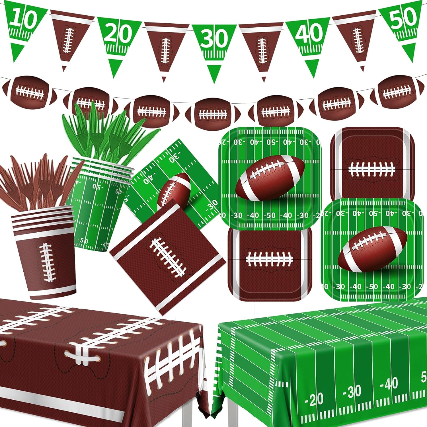 Amazon.com: 178Pcs Football Party Supplies Football Tableware Set Serve ...