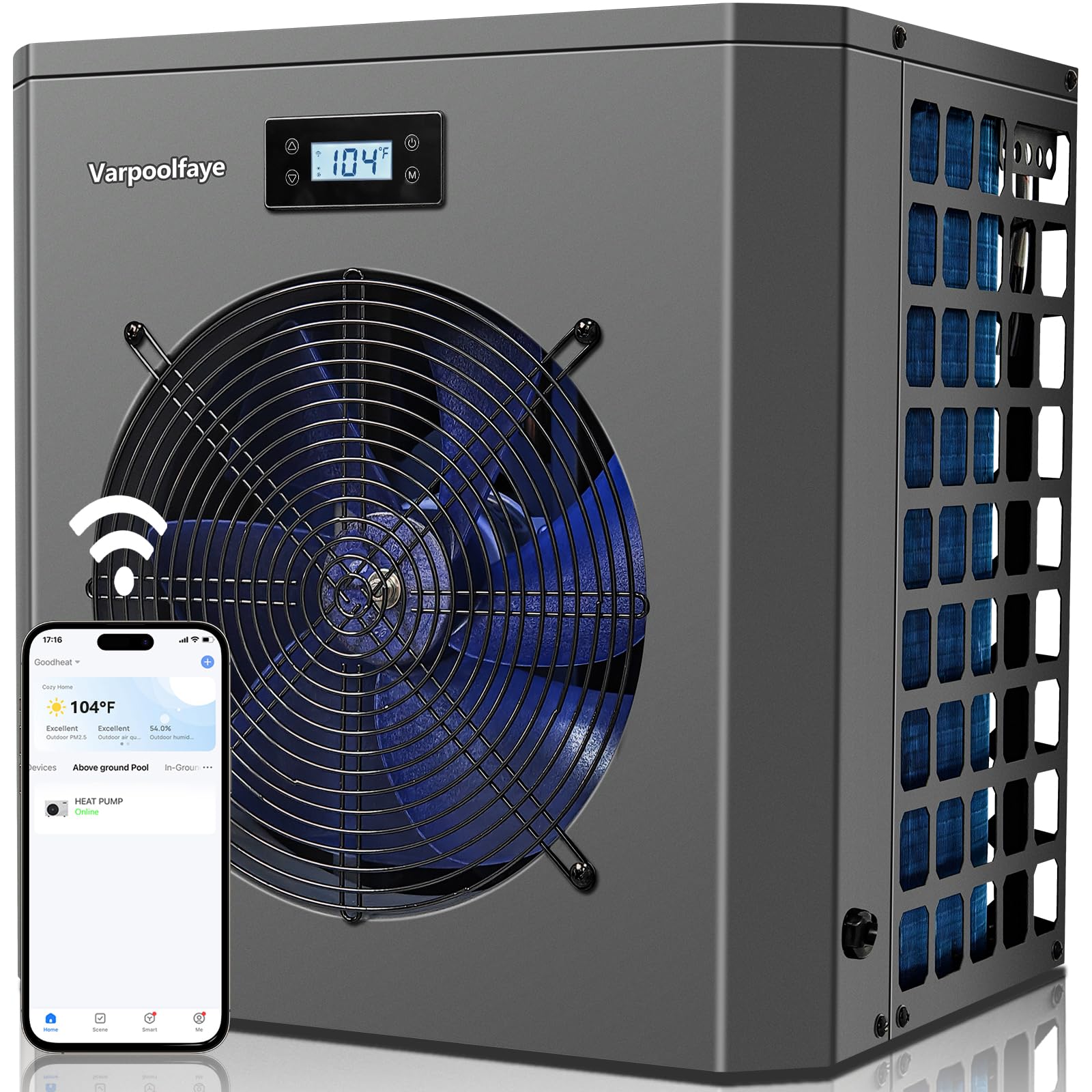 Amazon.com : Varpoolfaye Swimming Pool Heater Pump 16000 BTU Above ...