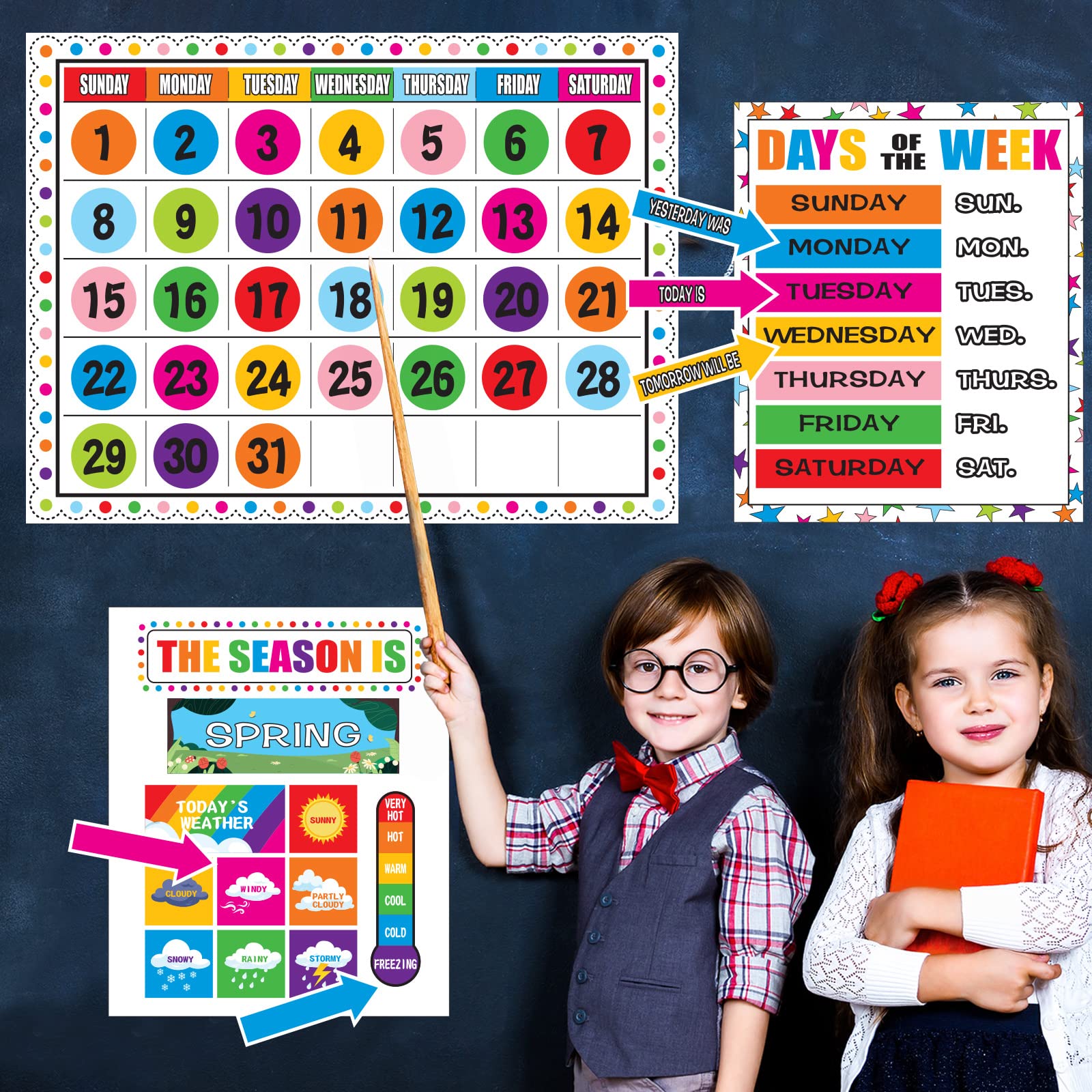 Rectangle Bathroom Vanity Mirror Classroom Calendar Set For Elementary ...