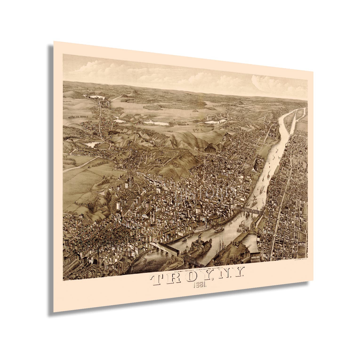 Snapklik.com : Vintage 1881 Troy New York Map Poster - 24x30 Inch Troy ...