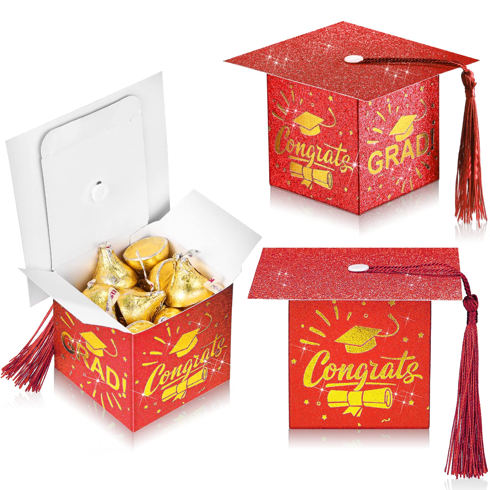 Amazon.com: Faccito 30 Pcs Glitter Graduation Cap Gift Box Graduation ...