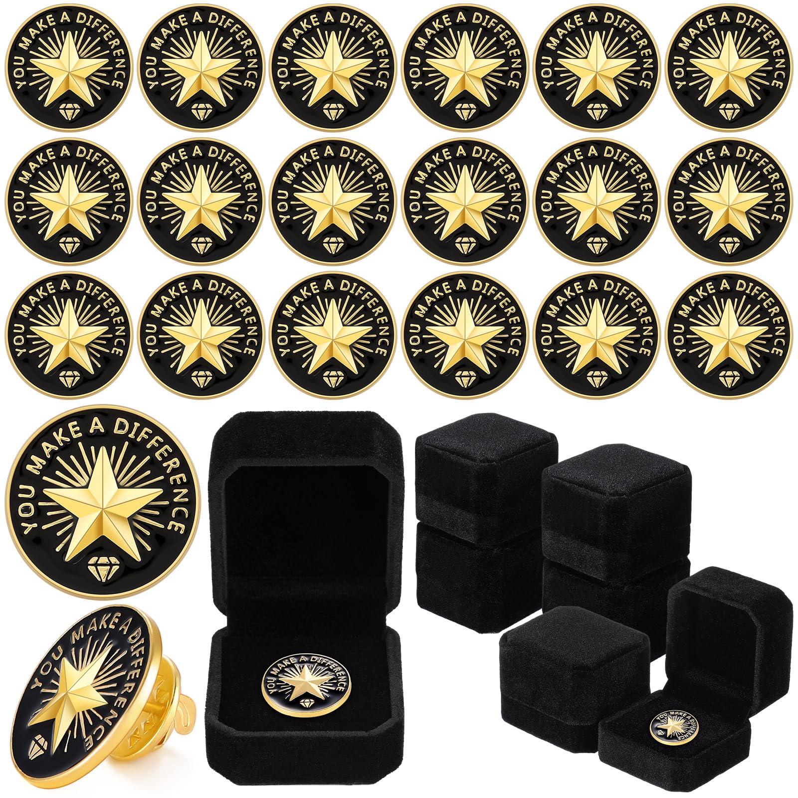 Amazon.com: Ceenna 18 Set Employee of The Month Lapel Pin Velour ...