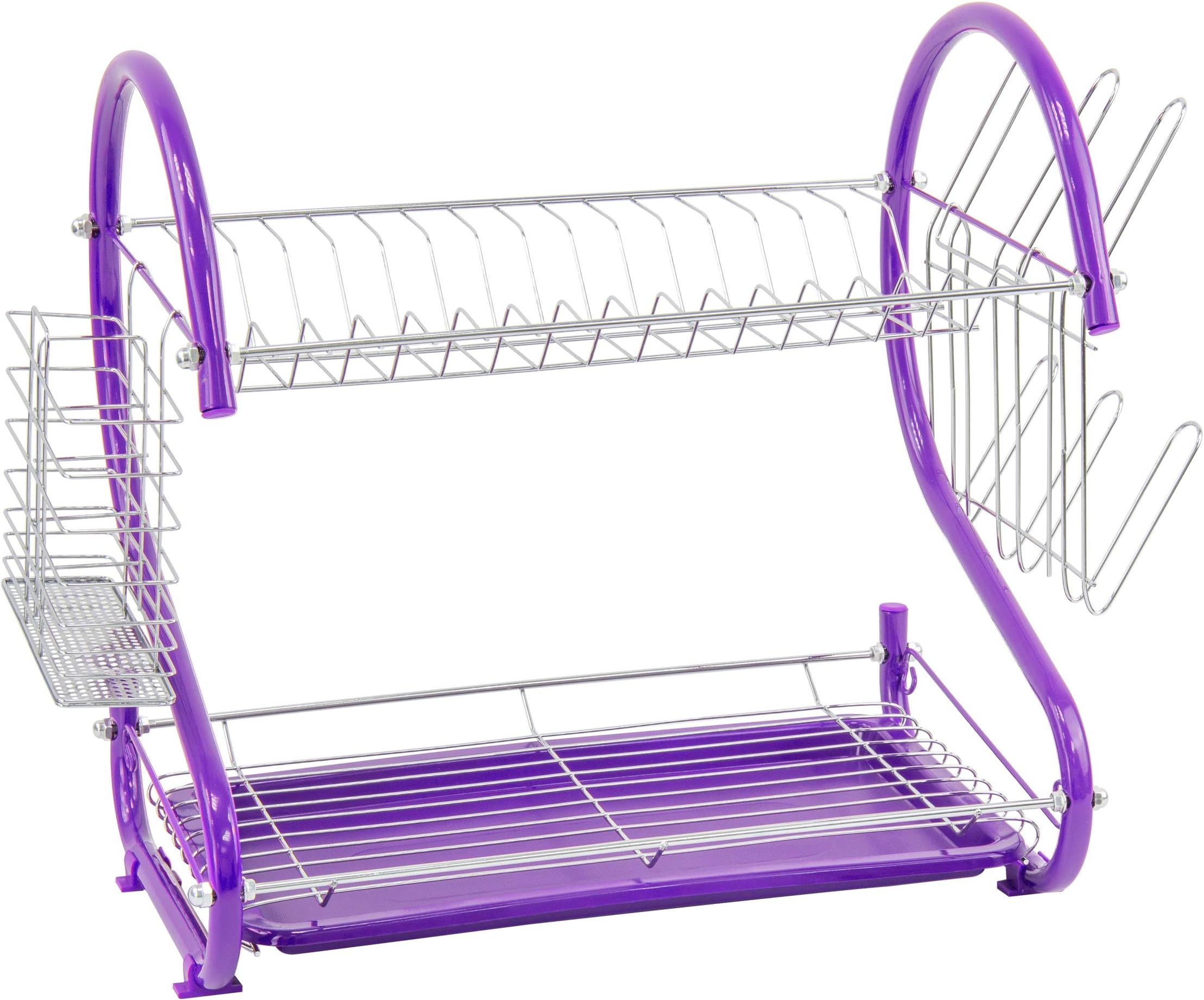 Premier Housewares 2 Tier Dish Drying Rack | Chrome Draining Board Rack ...