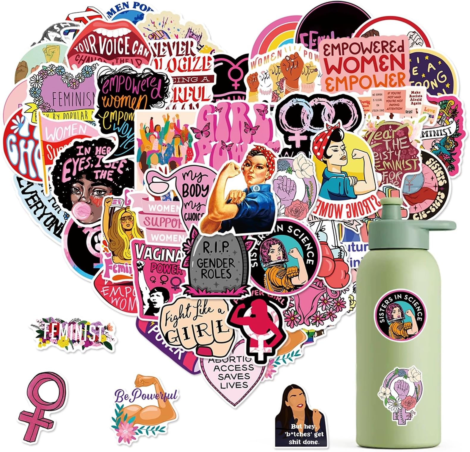 Amazon.com: Creanoso Girl Power Stickers (10-Sheet) - Assorted Designs ...