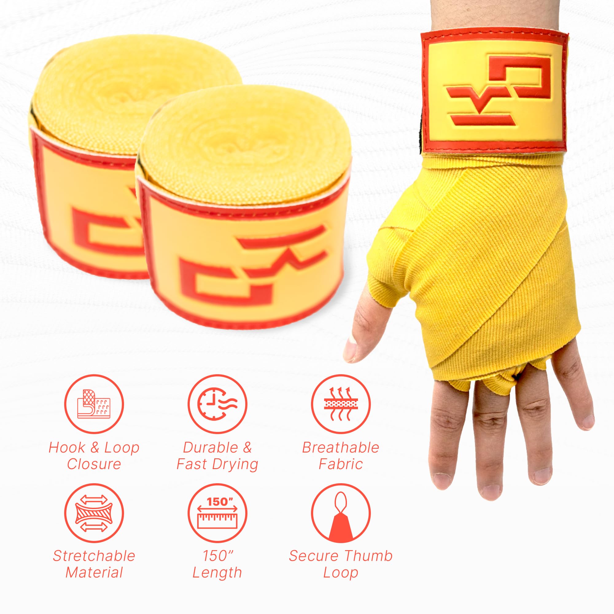 Snapklik.com : Boxing Glove Hand Wraps - Sunrise Handwraps Orange ...