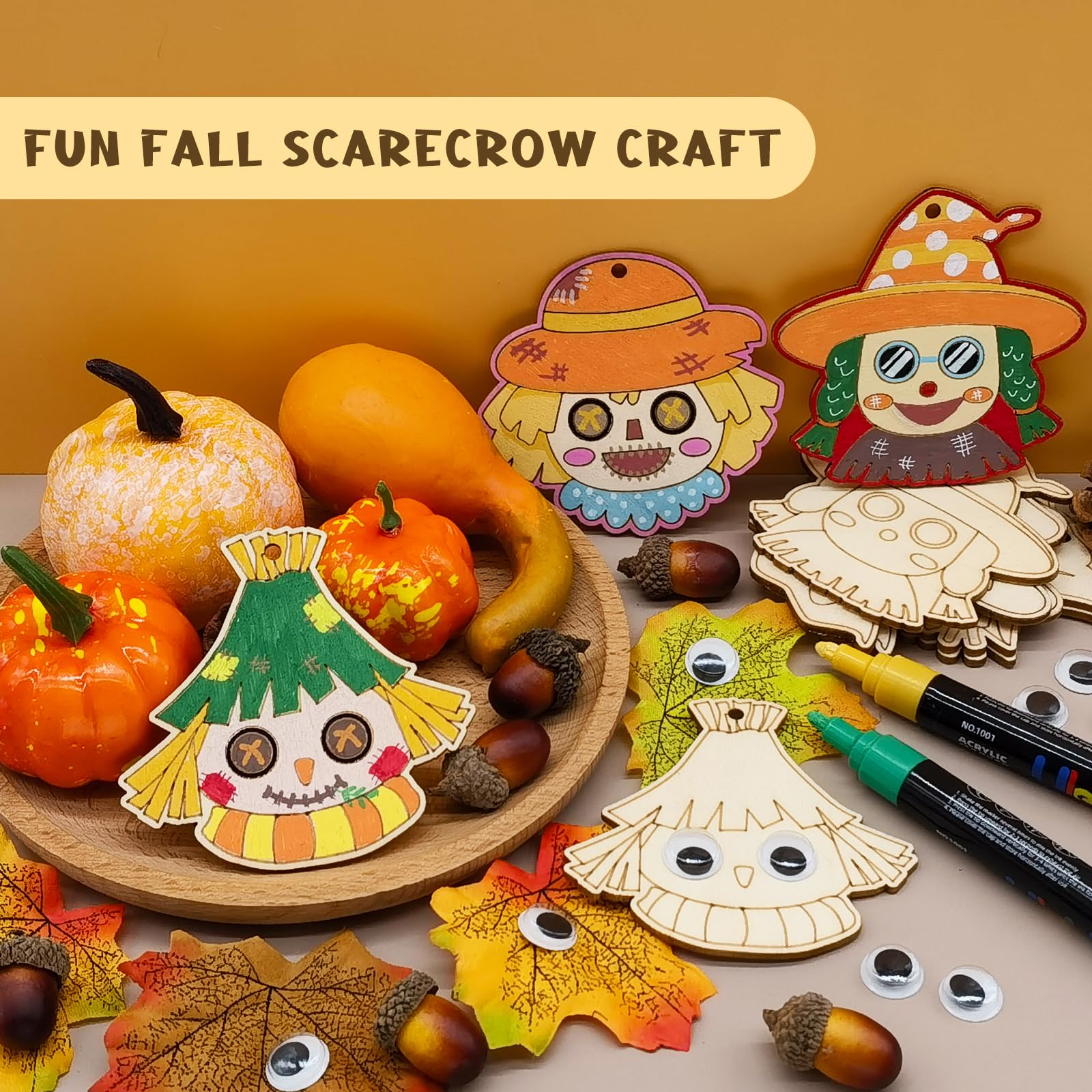 Fall Kids Crafts 24 Piece Fall Scarecrow Craft Kit - DIY Scarecrow ...
