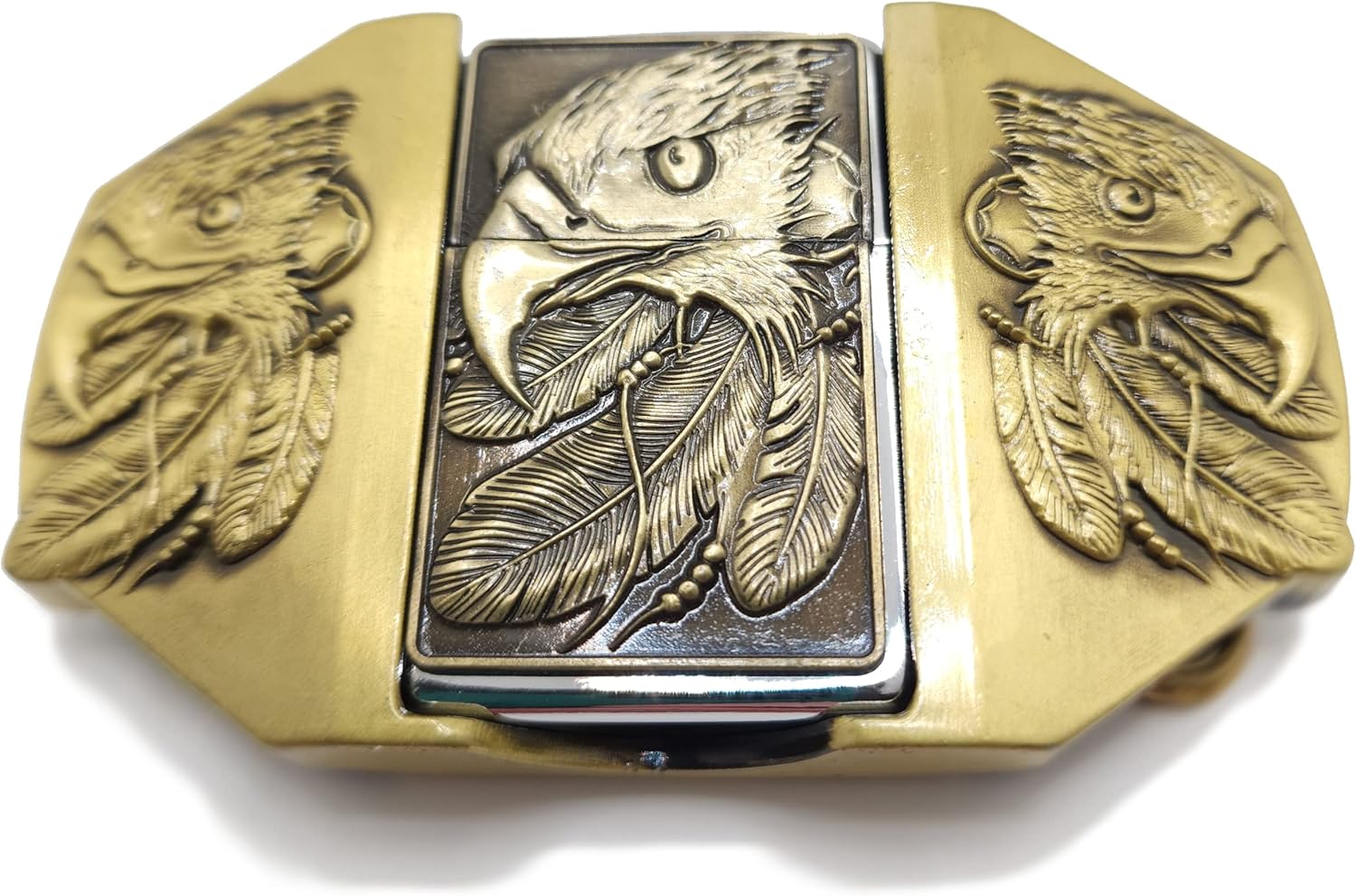 Amazon.com: Triple Eagle Bronze Lighter Belt Buckle/Flip Style Lighter ...