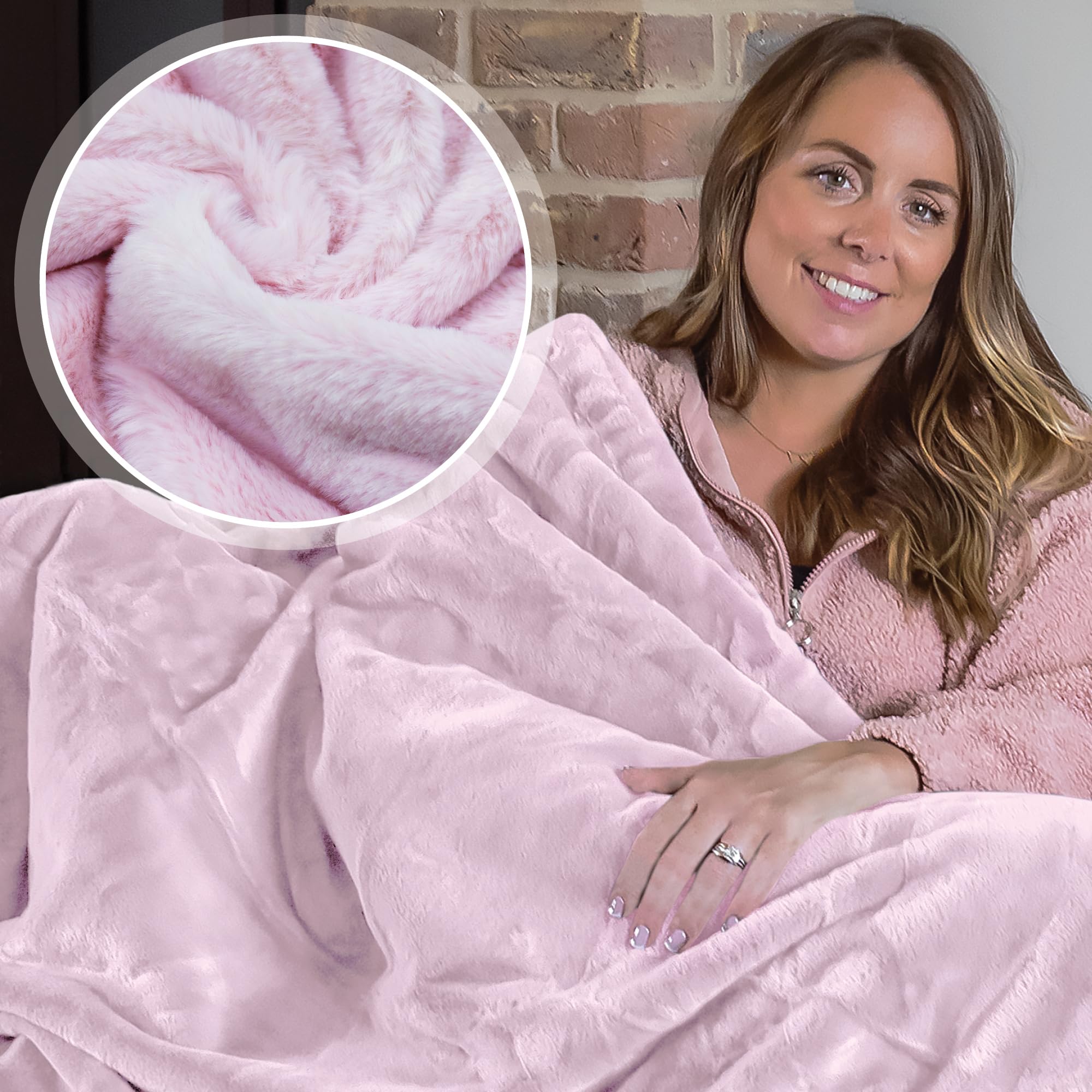 Dreamcatcher Luxurious Pink Faux Fur Throw Blanket 160 x130cm, Large ...