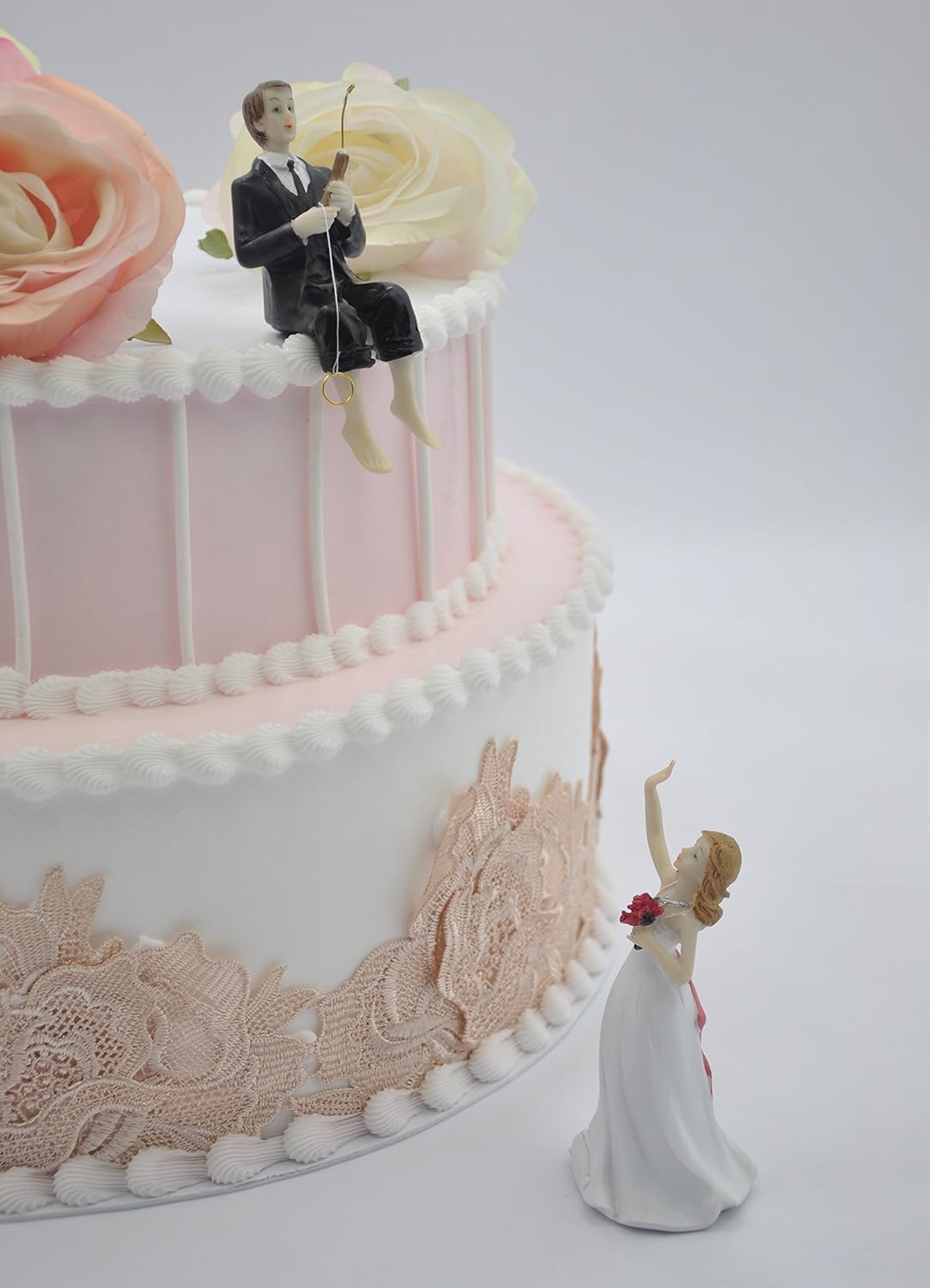 Amazon.com: FISHING WEDDING BRIDE & GROOM"HOOKED ON LOVE" CAKE TOPPER ...