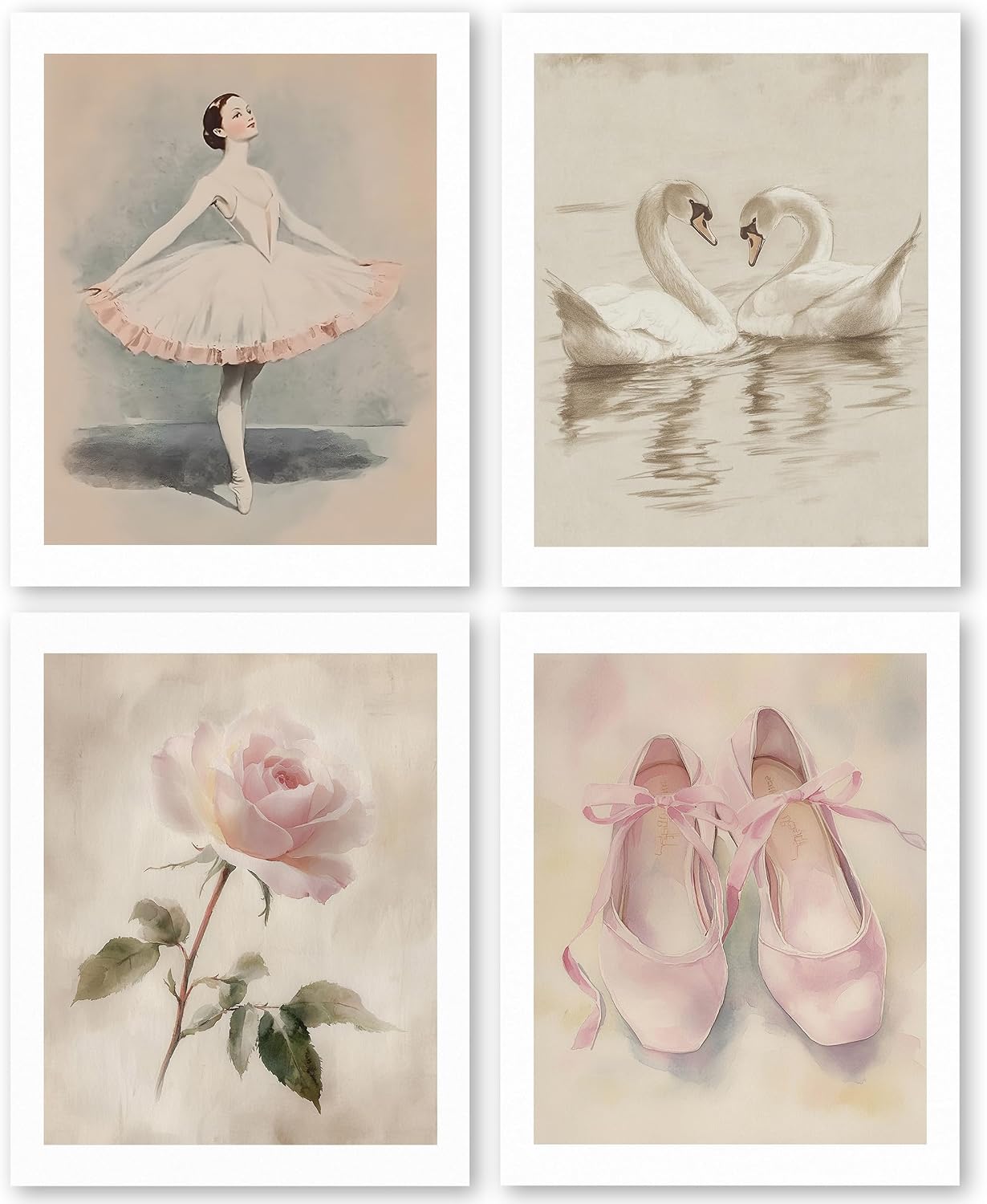 Amazon.com: QLMX Ballet Girl Wall Art Prints Set of 4, Ballet Room ...