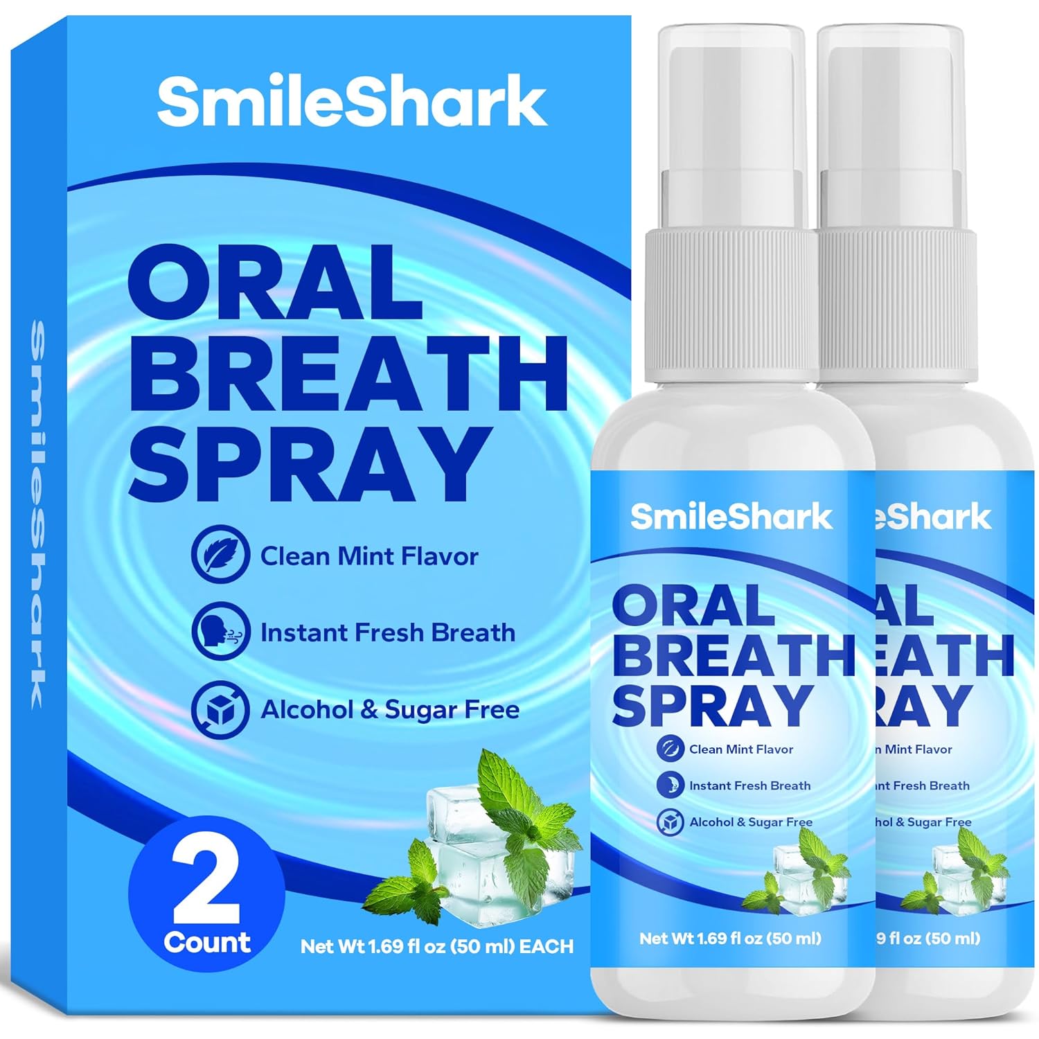 Spray de Hálito Fresco SmileShark (2 Unidades) – Hidratante Bucal para ...