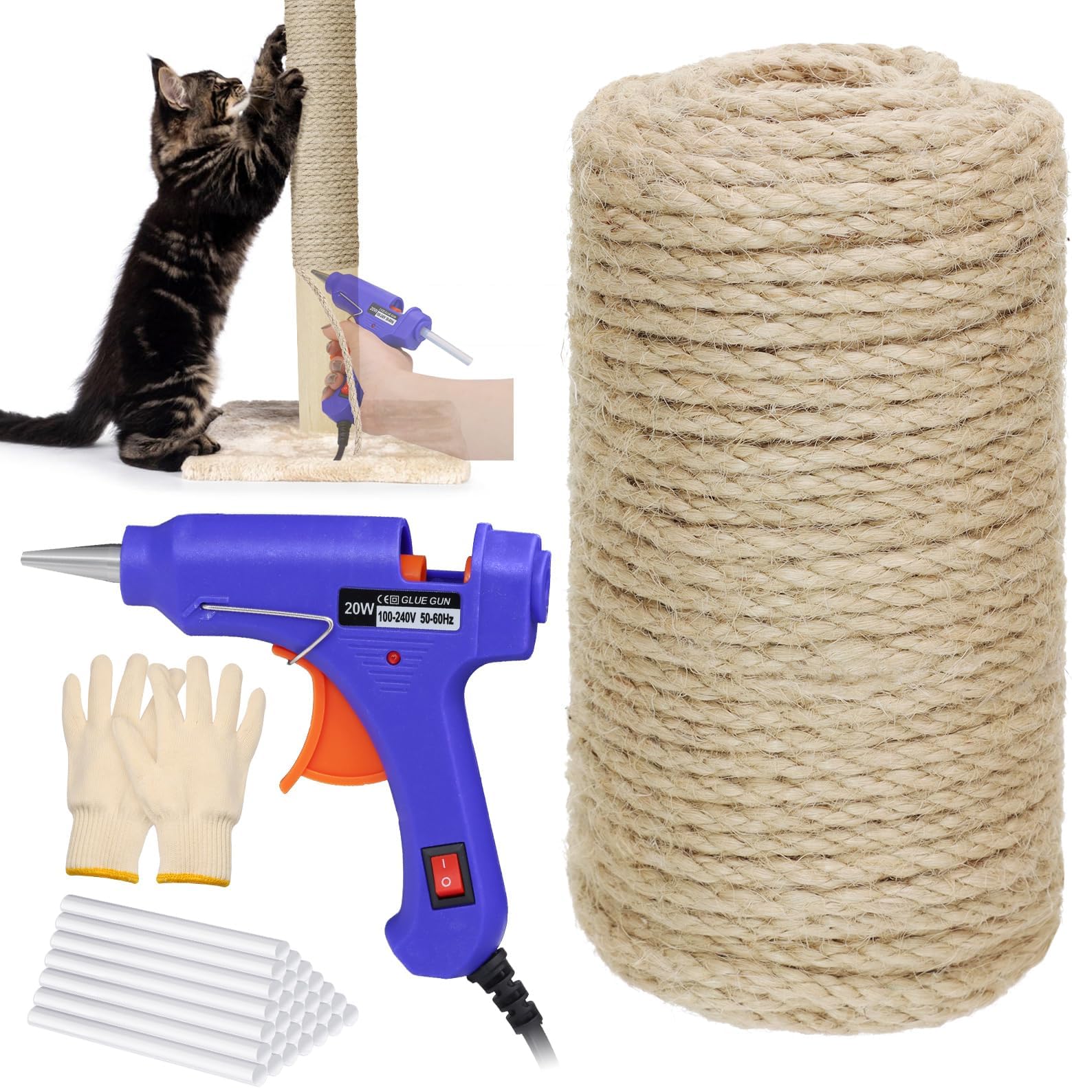 Amazon.com: Windyun 2 Pack Christmas Nature Hemp Rope 1/4 Inch Cat ...