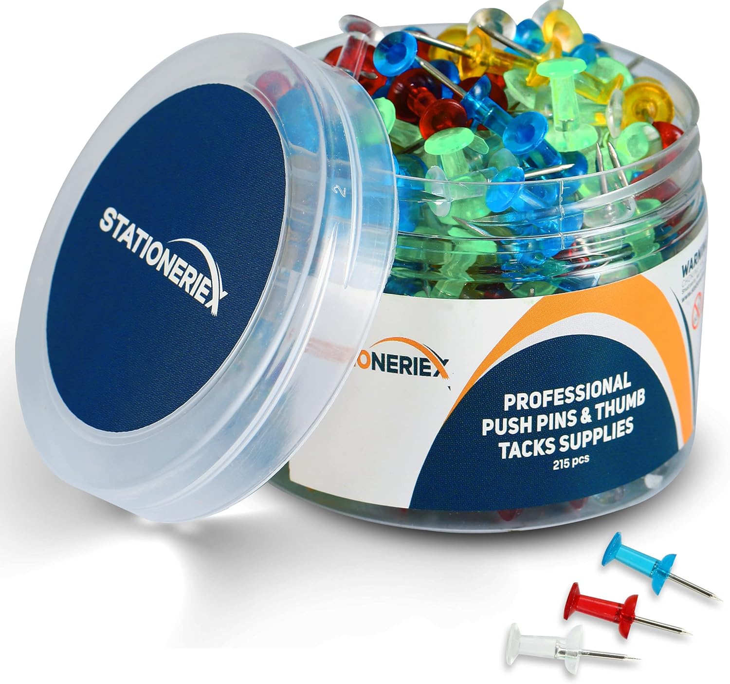 Amazon.com: 215 Translucent Push Pins for Bulletin Board Thumb Tacks ...