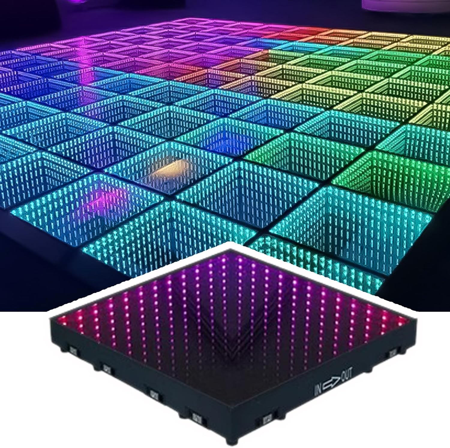 Luces de escenario de neón LED, luces de baldosas de vidrio templado de 20 * 20 pulgadas, luces ...