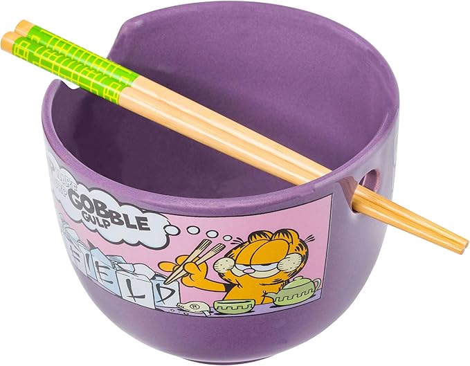 Amazon.com: Silver Buffalo Garfield Eating Takeout Ceramic Ramen Noodle ...