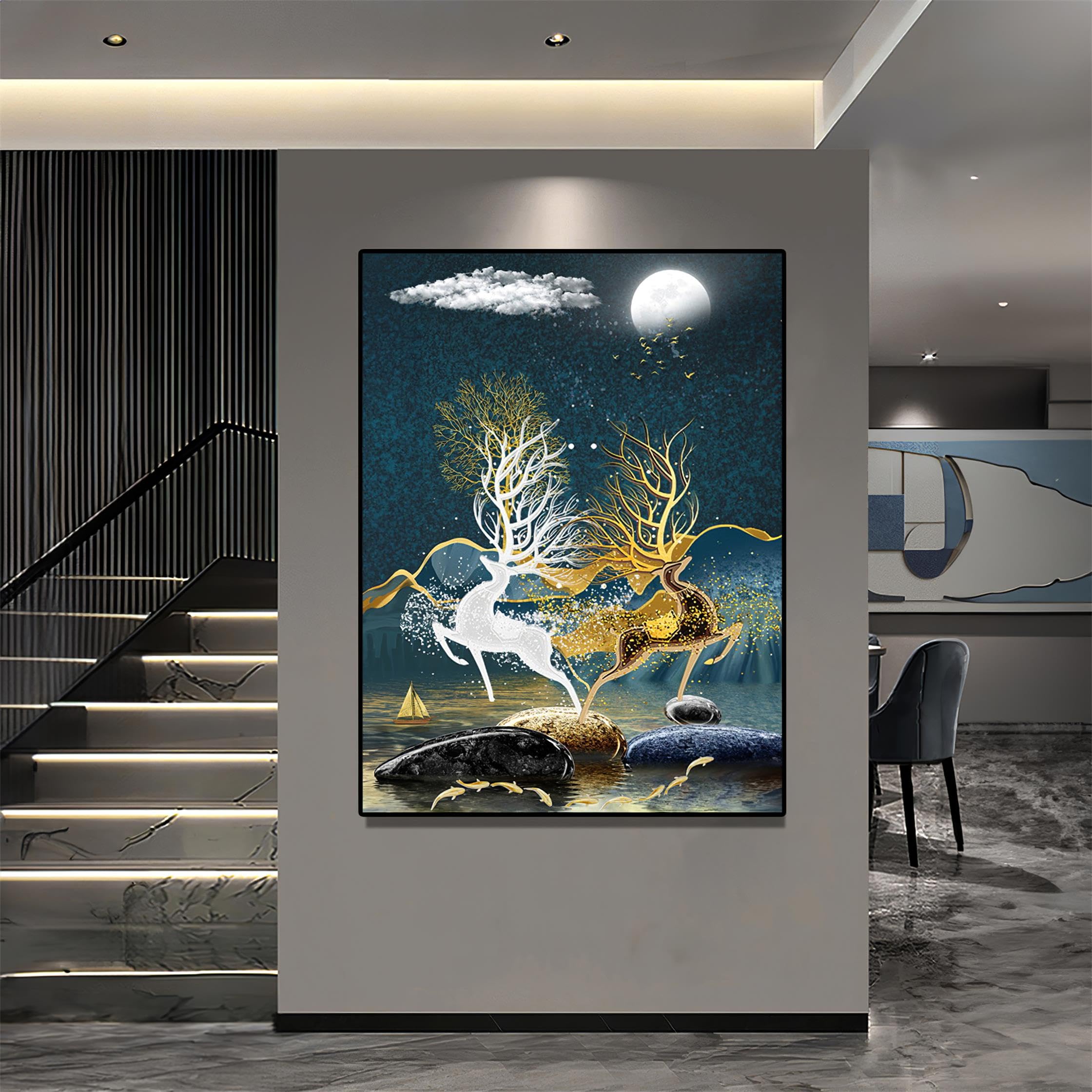 Pintura De Veado Moderna Preços Baixos Em Pinturas De Arte De Pesca