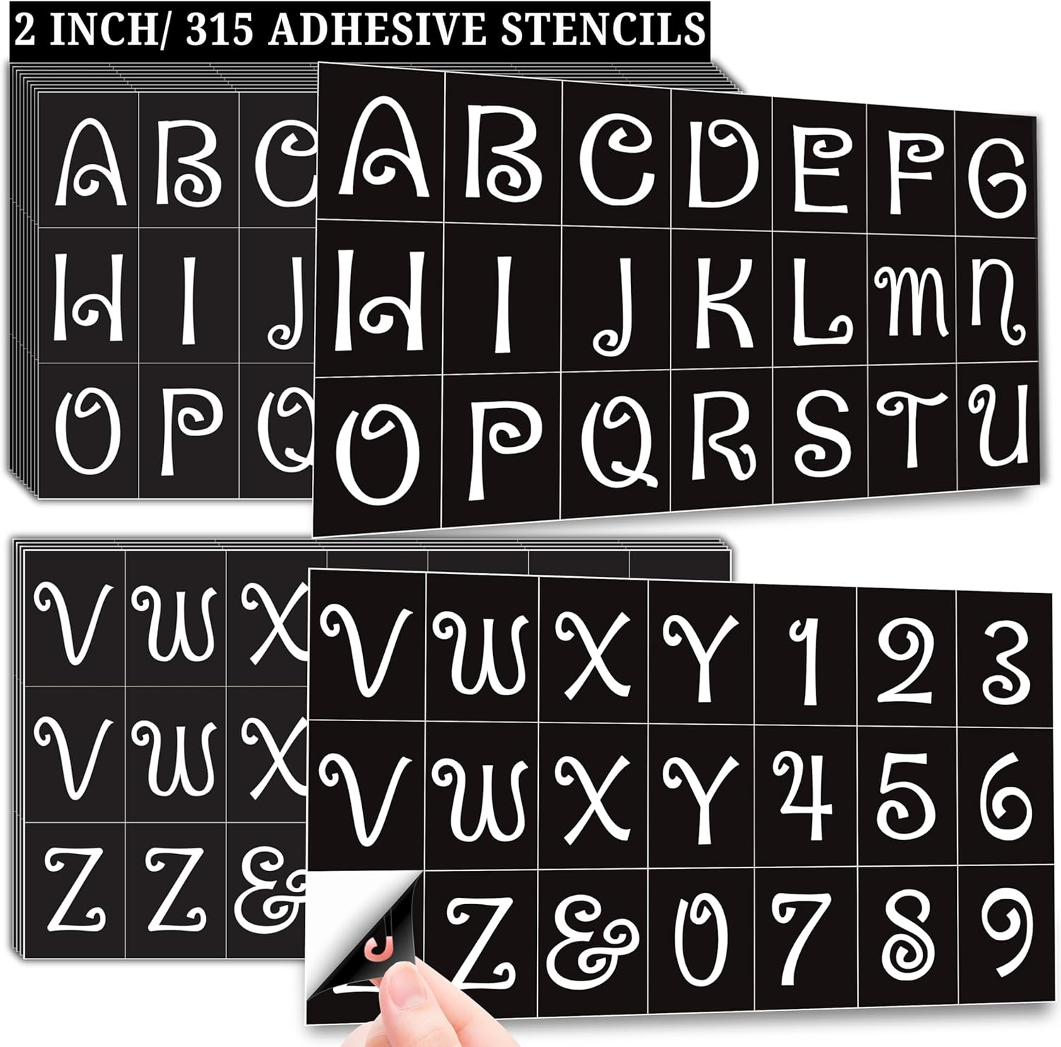 Amazon.com : 2 Inch Letter Stencils and Numbers, 315 Adhesive Stencils ...