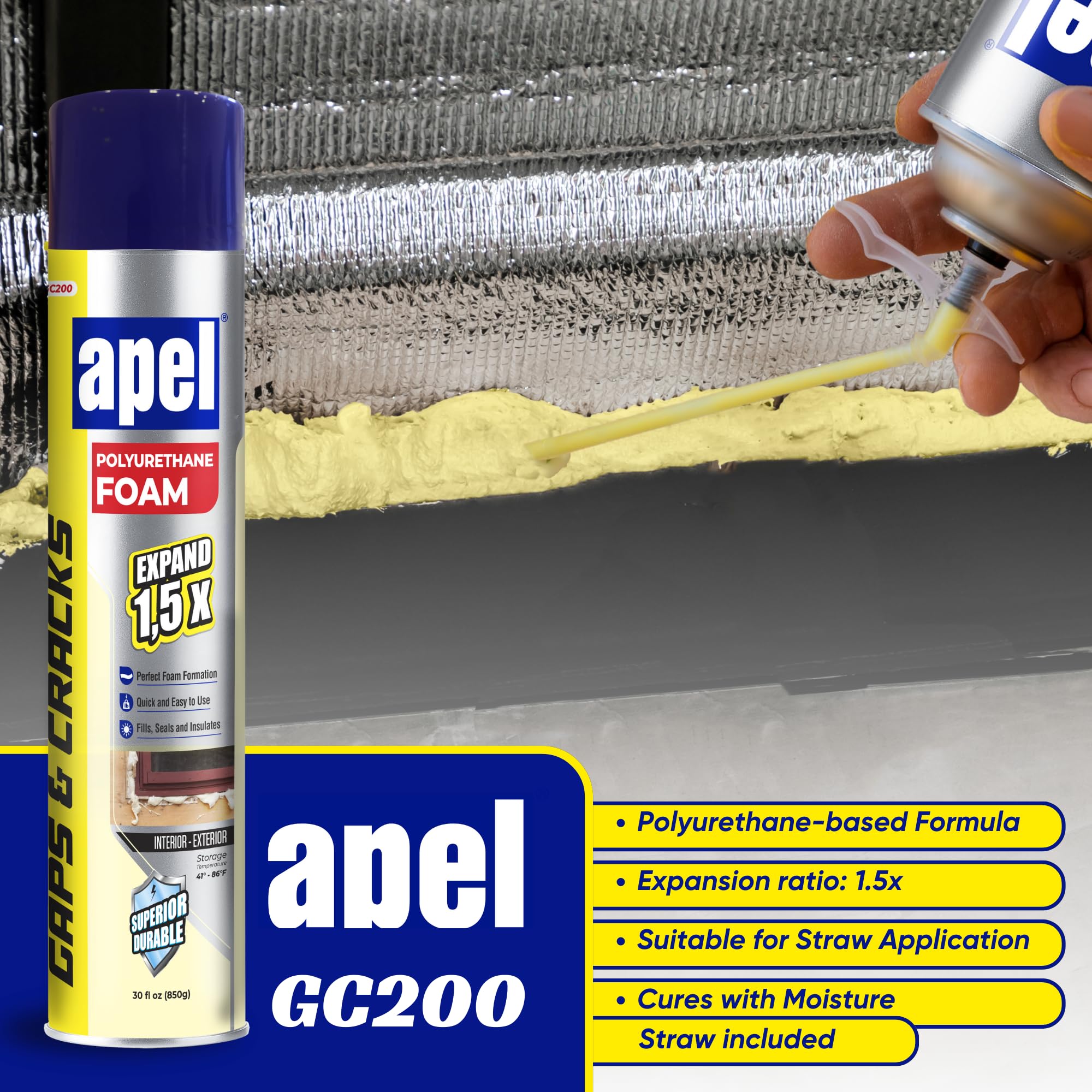 Snapklik.com : Apel GC200 Polyurethane Spray Foam Insulation, Window ...