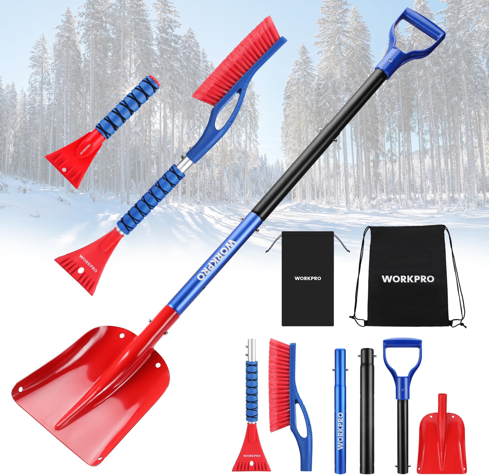 Amazon.com : BLOCE Snow Shovel for Car Driveway, Adjustable Ice Scraper ...
