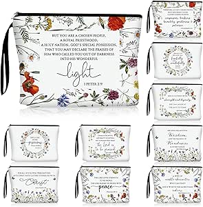 Amazon.com: Talltalk 10 Pcs Christian Makeup Bags 10 Styles Bible ...