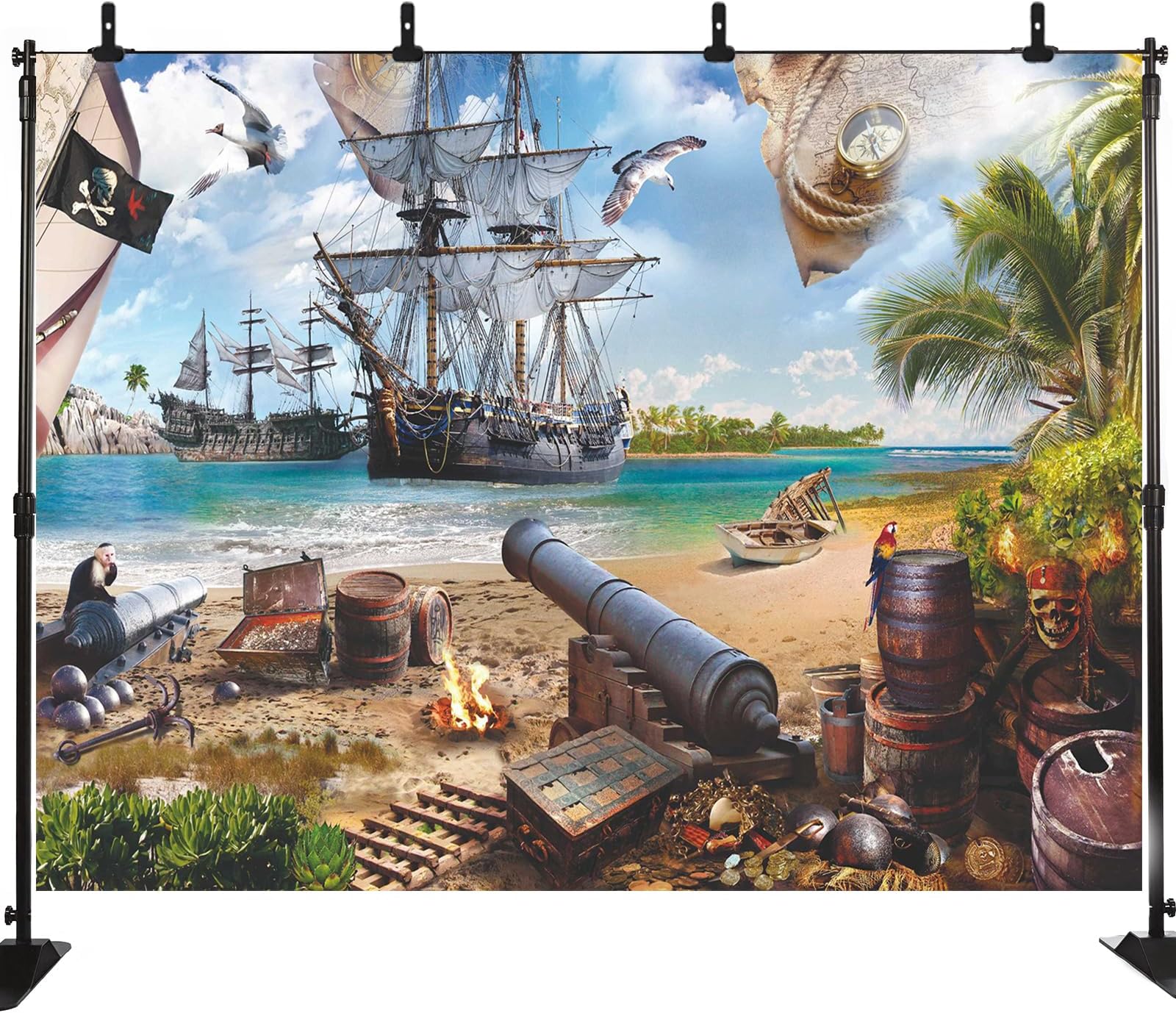 Amazon.com : BELECO 12x10ft Fabric Beach Island Backdrop - Pirate Theme ...