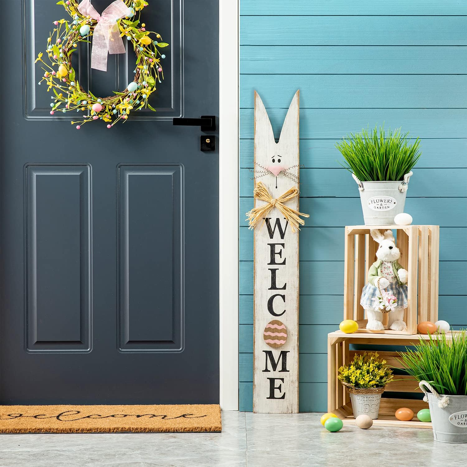 Amazon.com : Anglechic Easter Porch Decor with LED Light 47 x 7.9 Inch ...