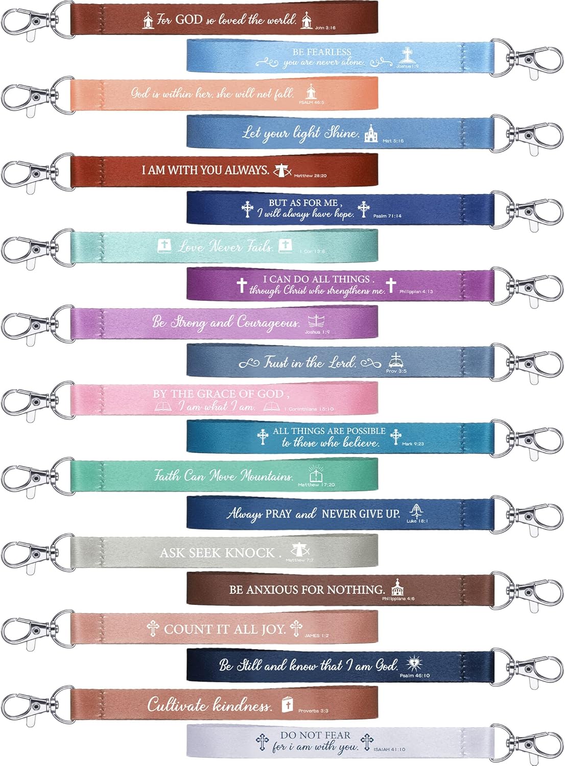 120 Pcs Bible Keychain Religious Keyrings Christian Keychain ...