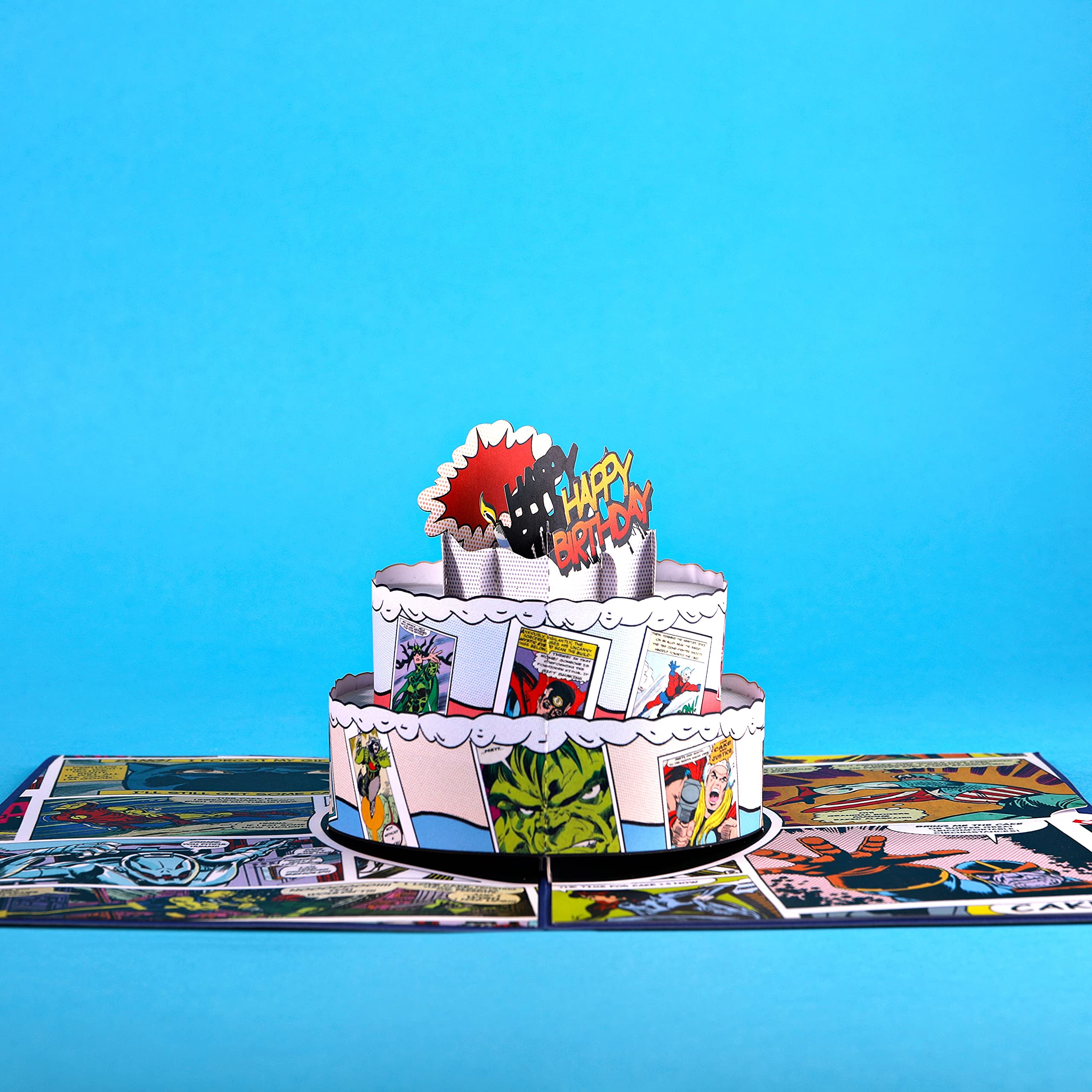 Lovepop Marvel Comic Birthday Cake Pop Up Card - 3D Card, Birthday Card ...